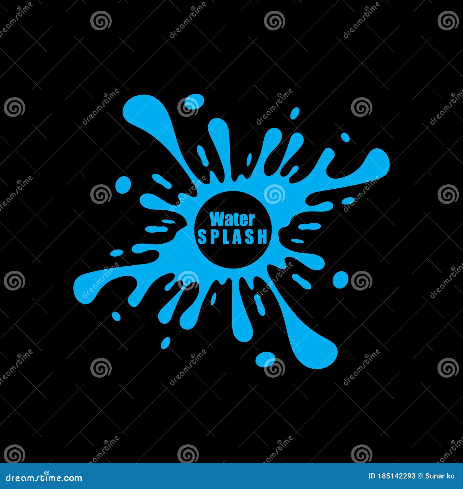 Water Splash Blue Color Circle Template on Black Background Vector ...
