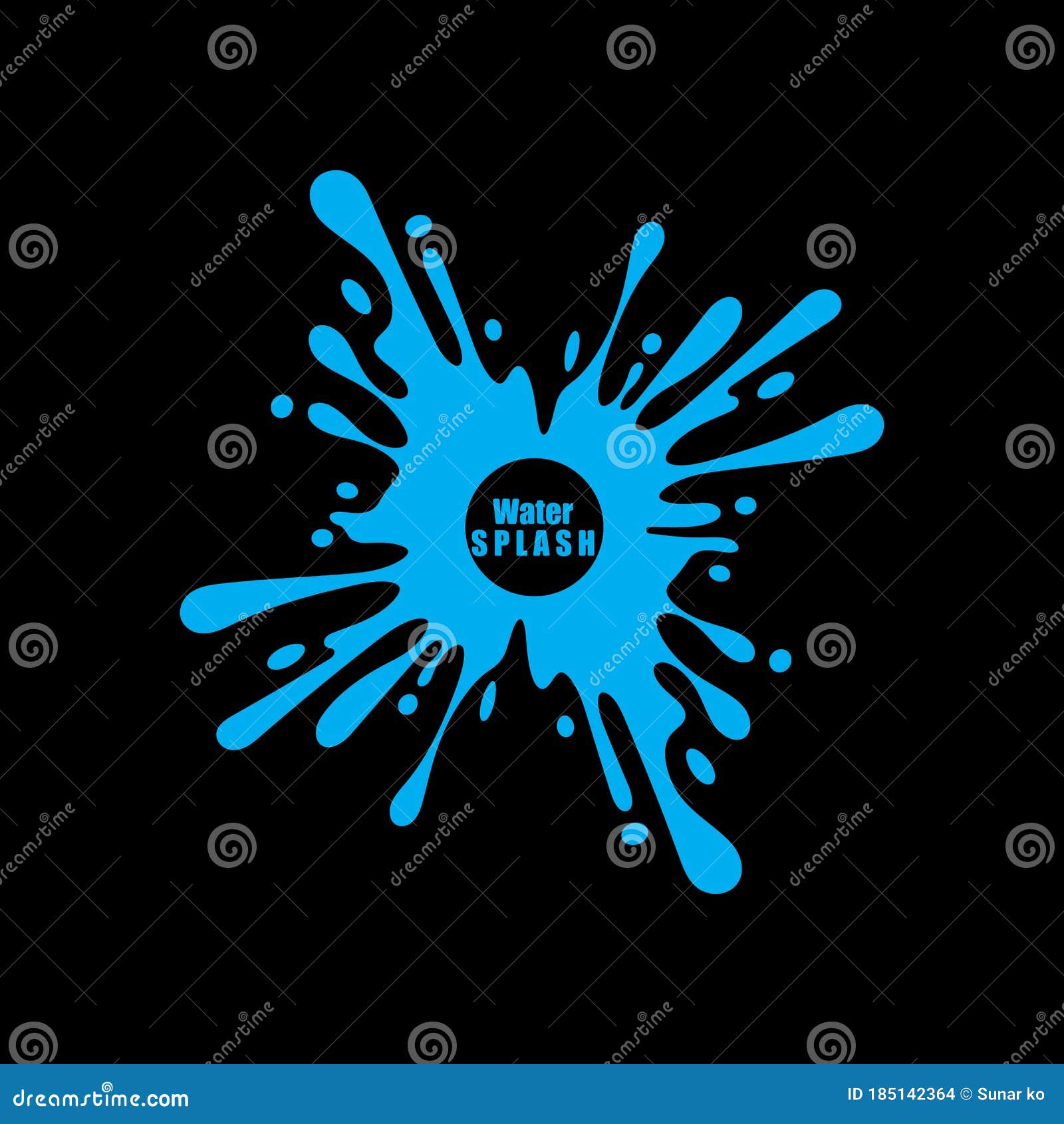 Water Splash Blue Color Circle Template on Black Background Vector ...