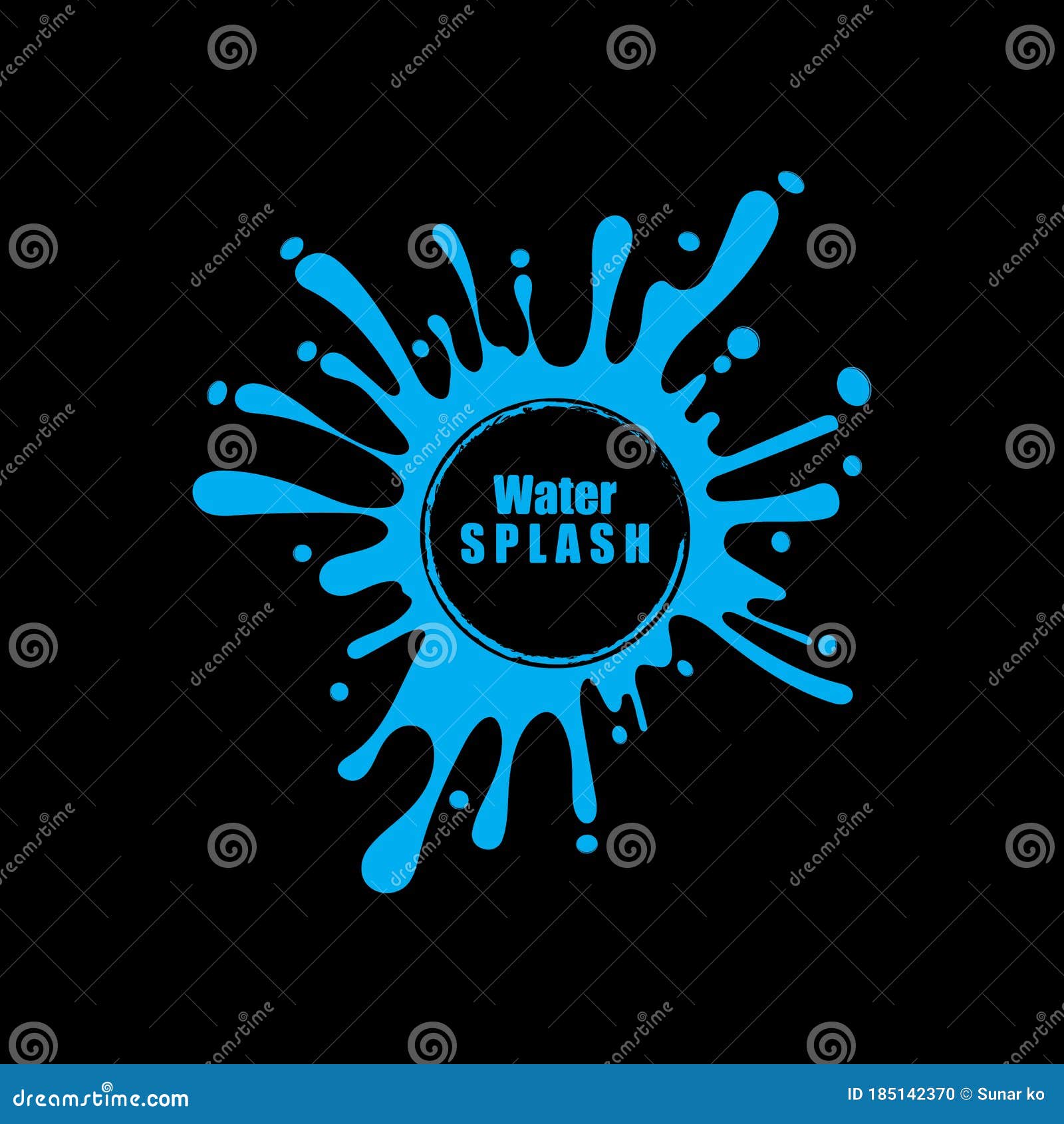 Water Splash Blue Color Circle Template on Black Background Vector ...