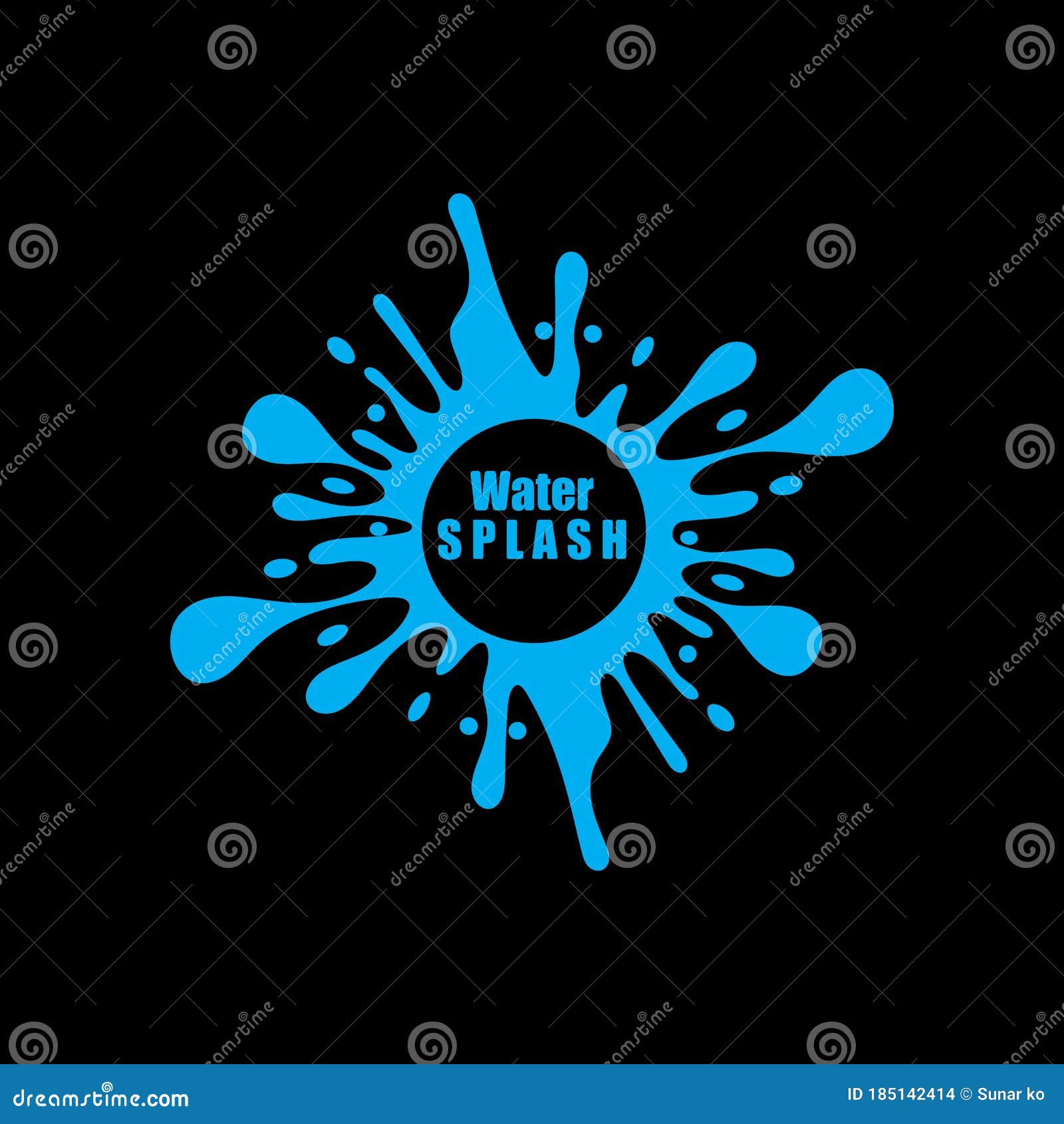 Water Splash Blue Color Circle Template on Black Background Vector ...