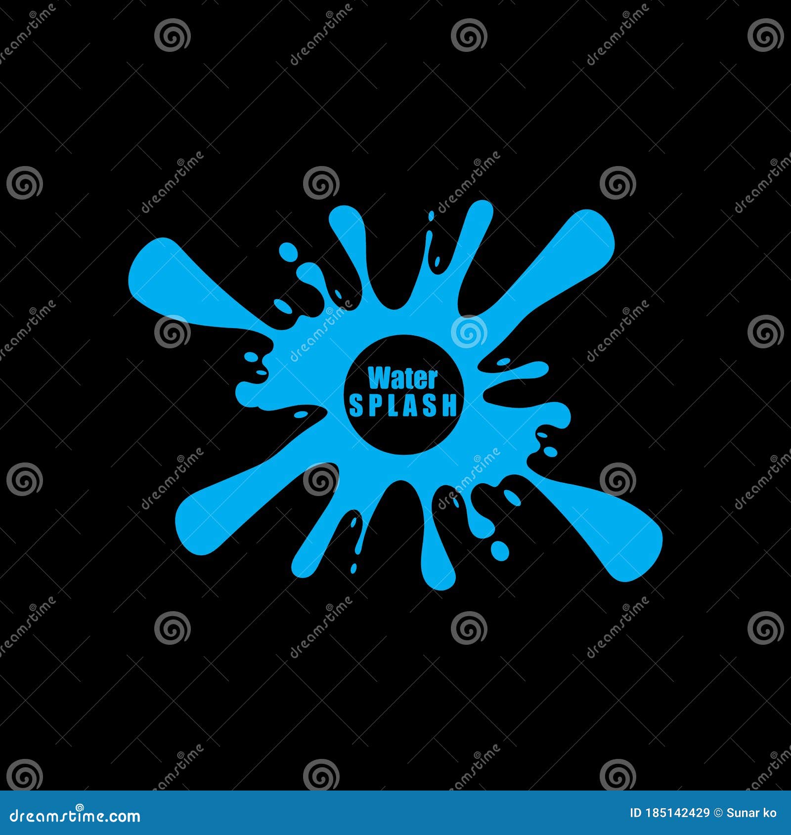 Water Splash Blue Color Circle Template on Black Background Vector ...
