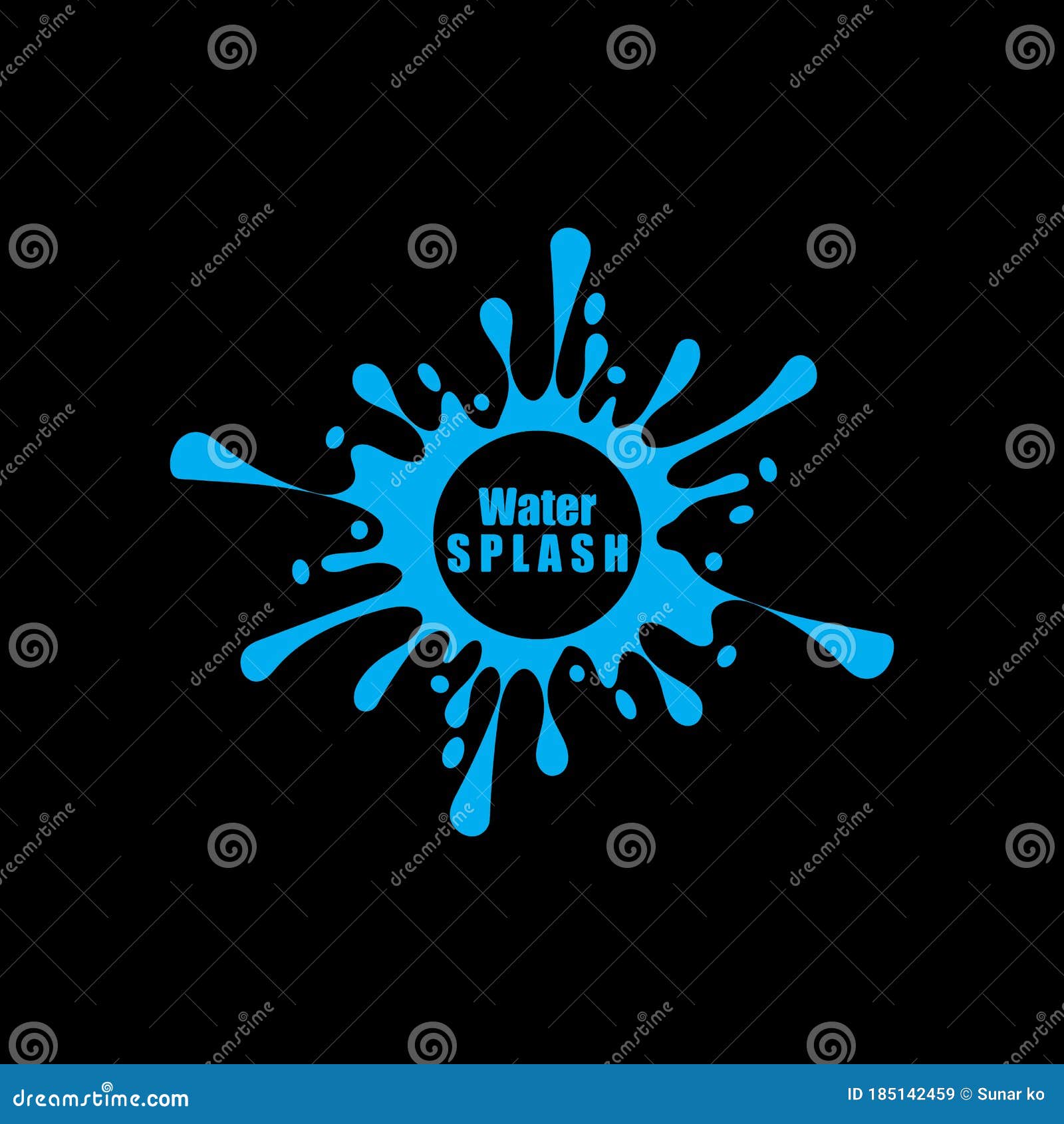 Water Splash Blue Color Circle Template on Black Background Vector ...
