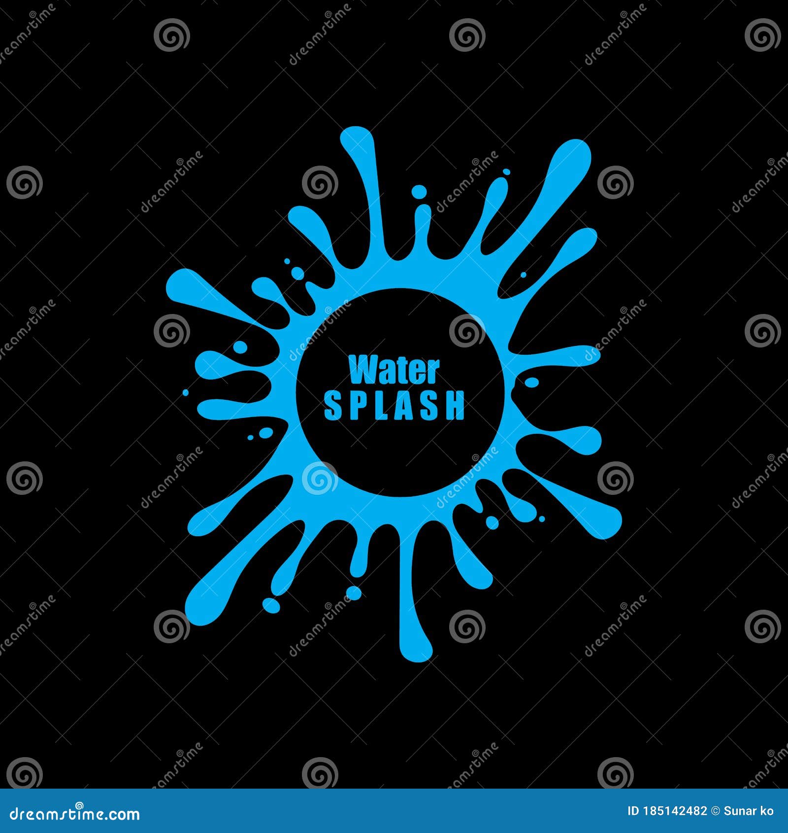 Water Splash Blue Color Circle Template on Black Background Vector ...