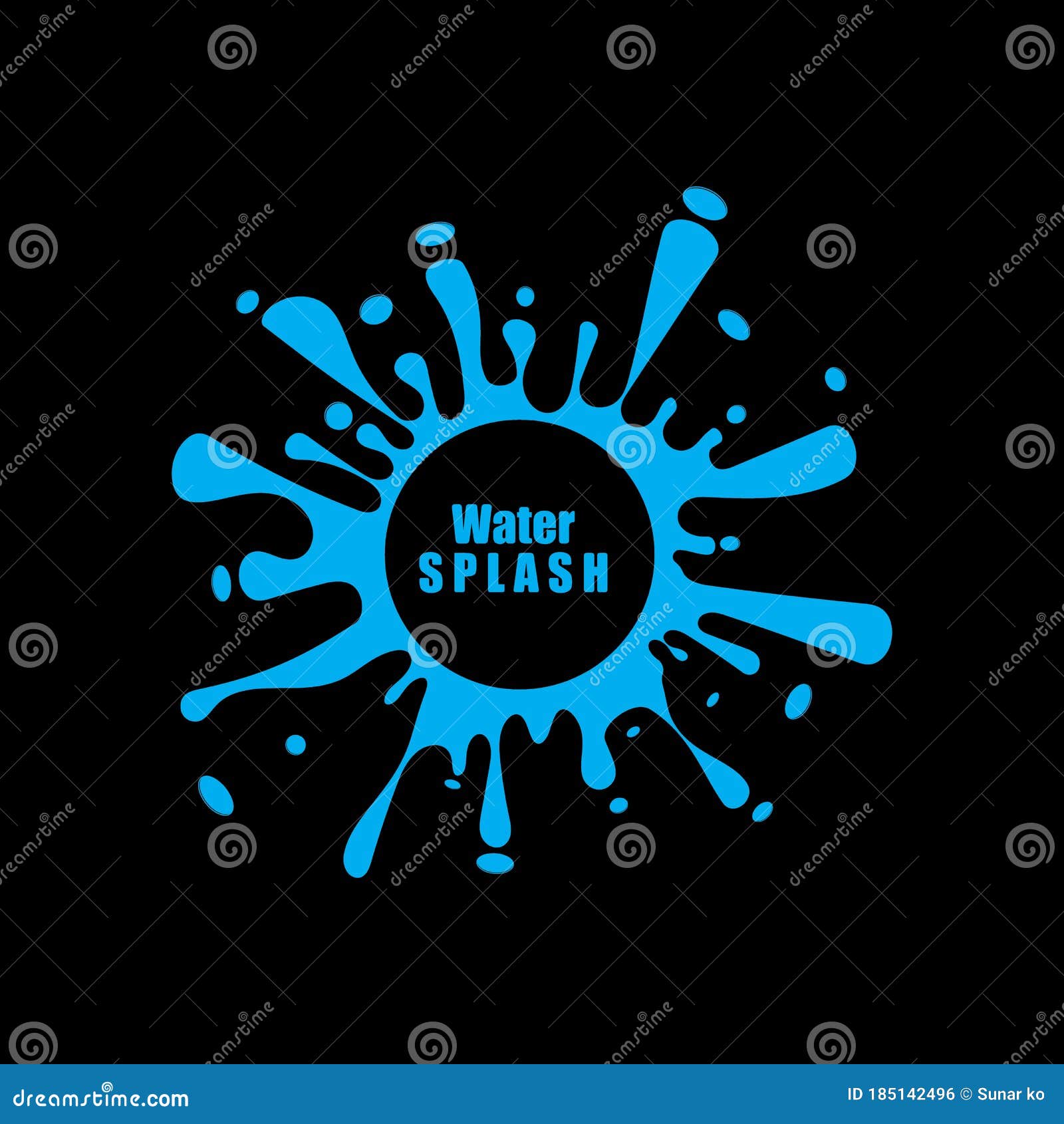 Water Splash Blue Color Circle Template on Black Background Vector ...