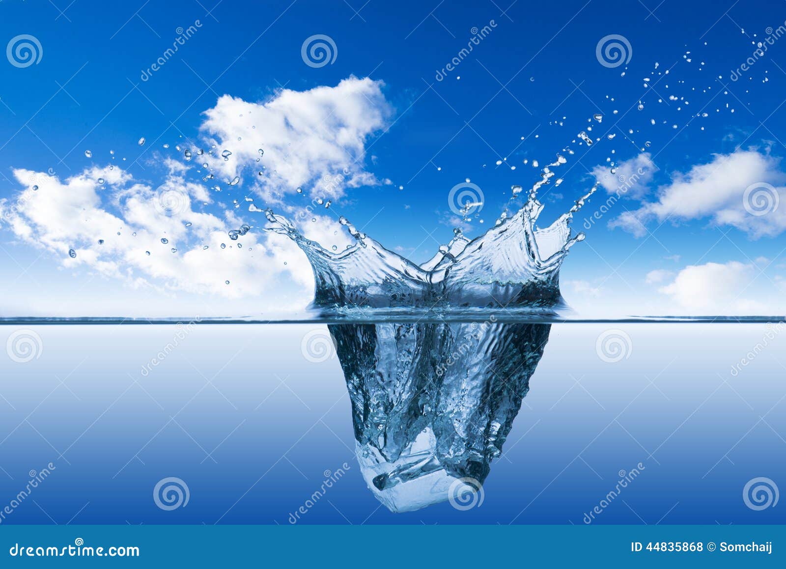 Water splash blue sky stock photo. Image of blank, flowing - 44835868