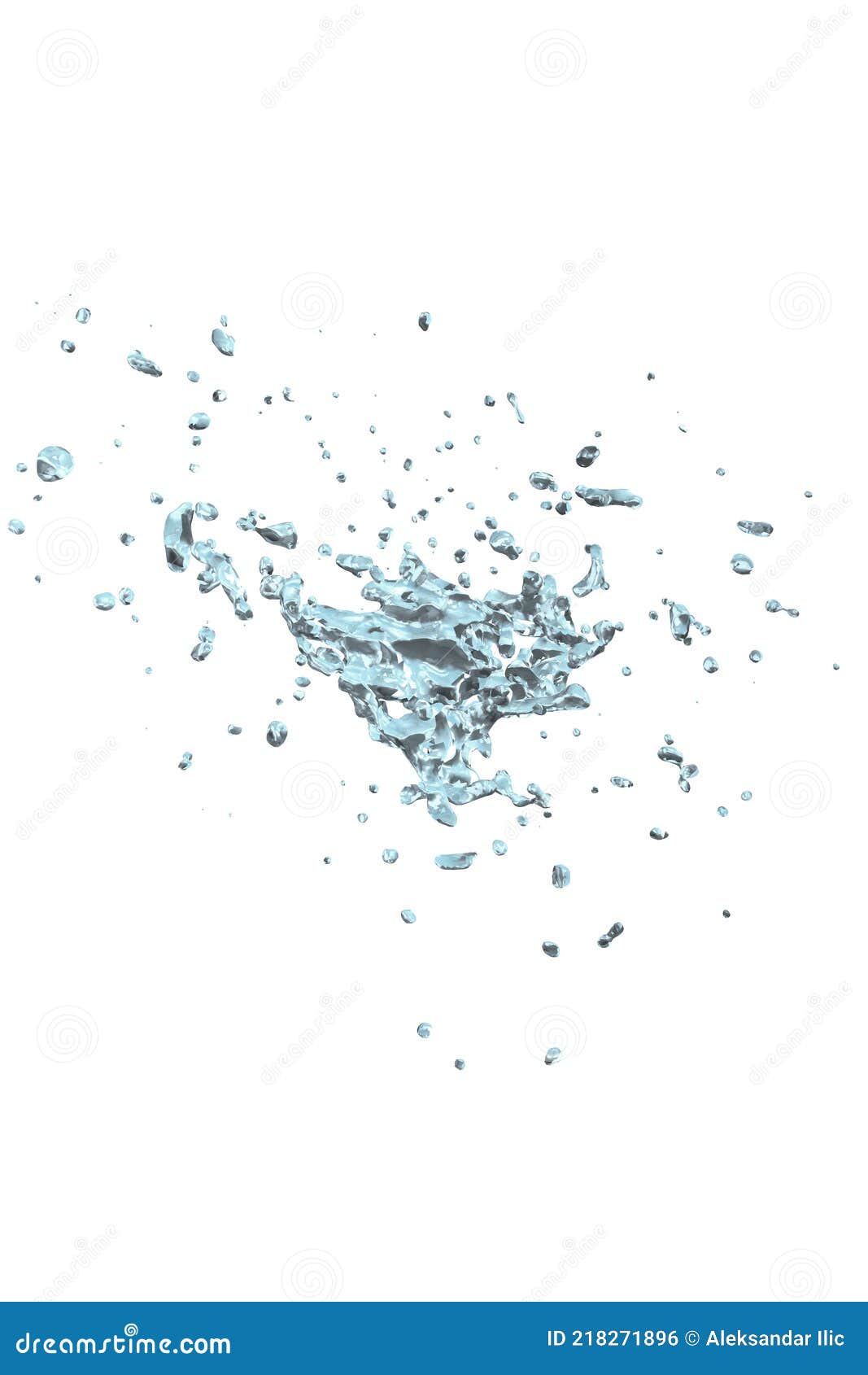 Water Splash in Blue Translucent Color, Isolated on White Background ...