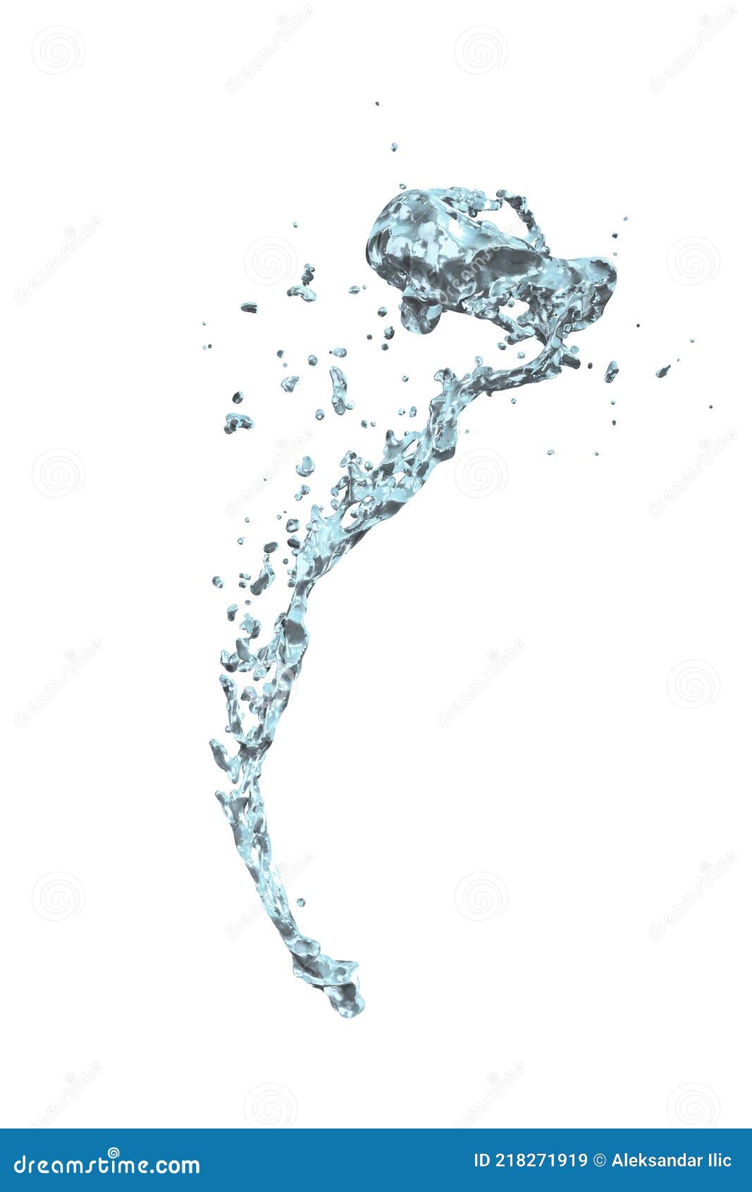 Water Splash in Blue Translucent Color, Isolated on White Background ...