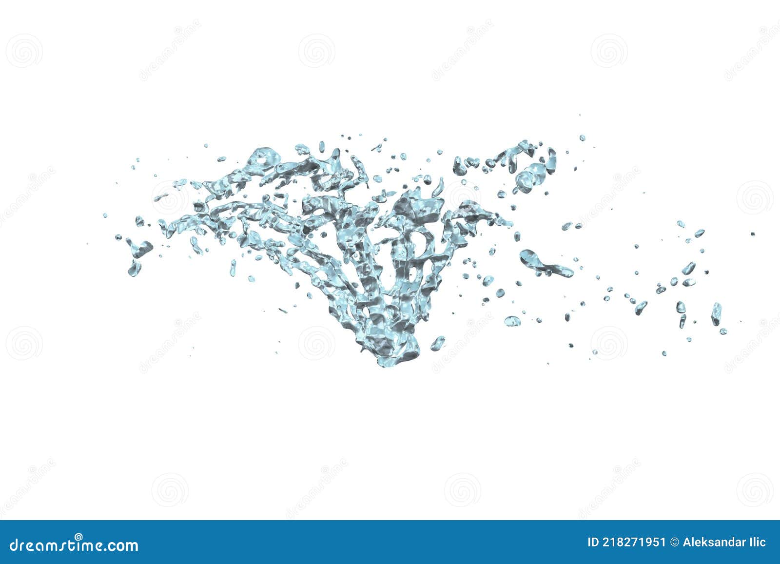 Water Splash in Blue Translucent Color, Isolated on White Background ...