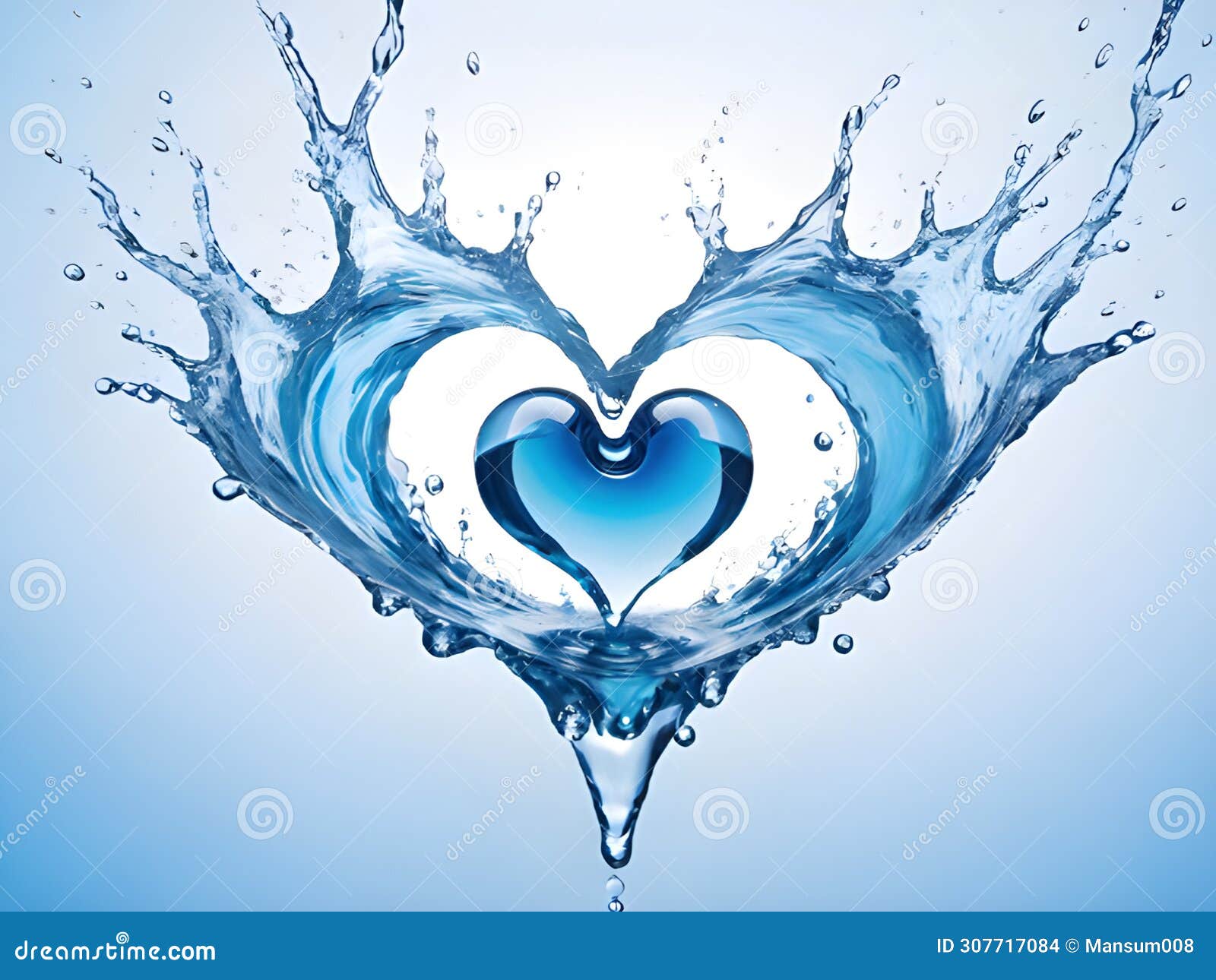 Water Splash with Bubbles with Heart Shape Stock Illustration ...