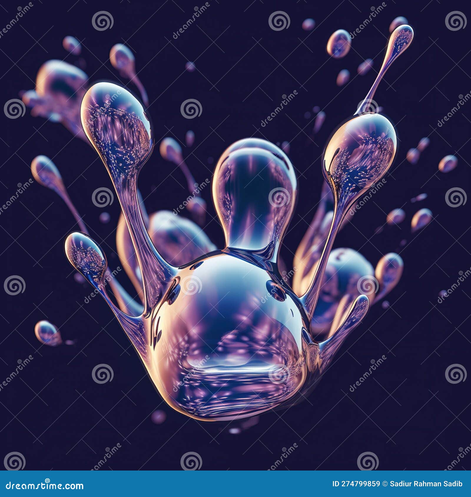 Water Splash with Bubbles Isolated on Black Background. Stock ...