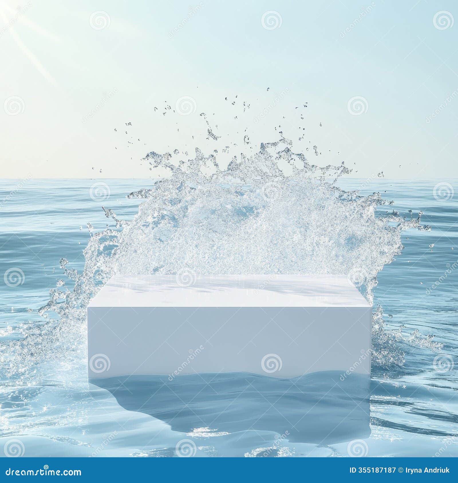Water Splash With Cube. 3d Vector Illustration. Isolated On White ...