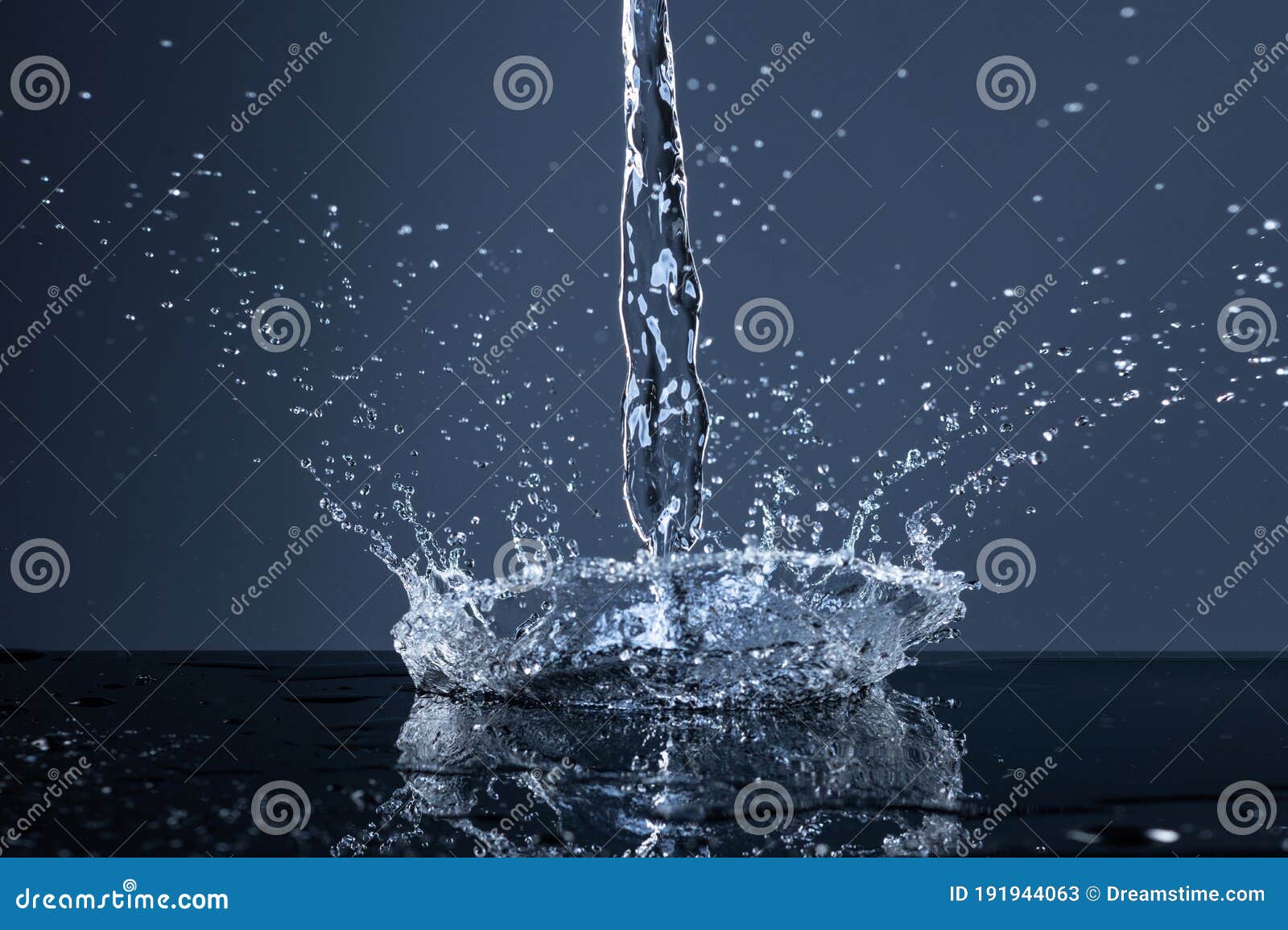 Water Splash on the Dark Blue Background. Stock Image - Image of drink ...
