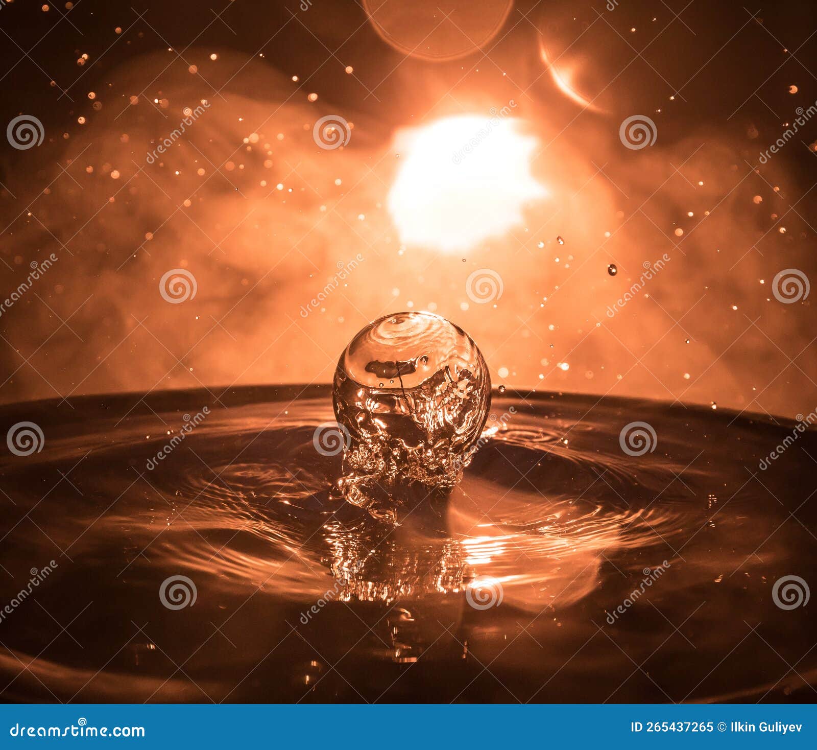 Water Splash on Dark Foggy Background. Abstract Concept. Light Bulb ...