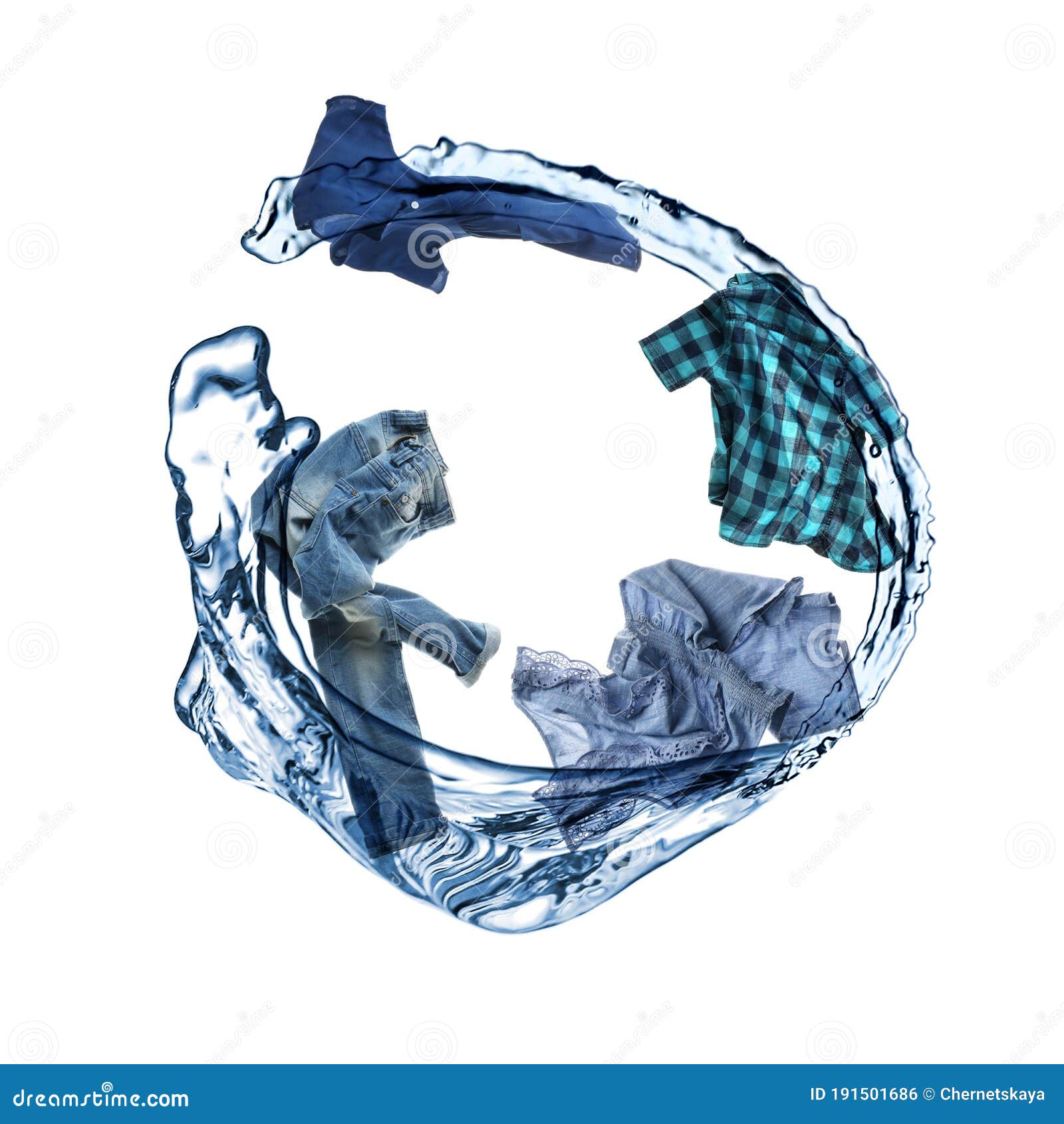 Water Splash with Different Clothes Isolated Stock Photo - Image of ...