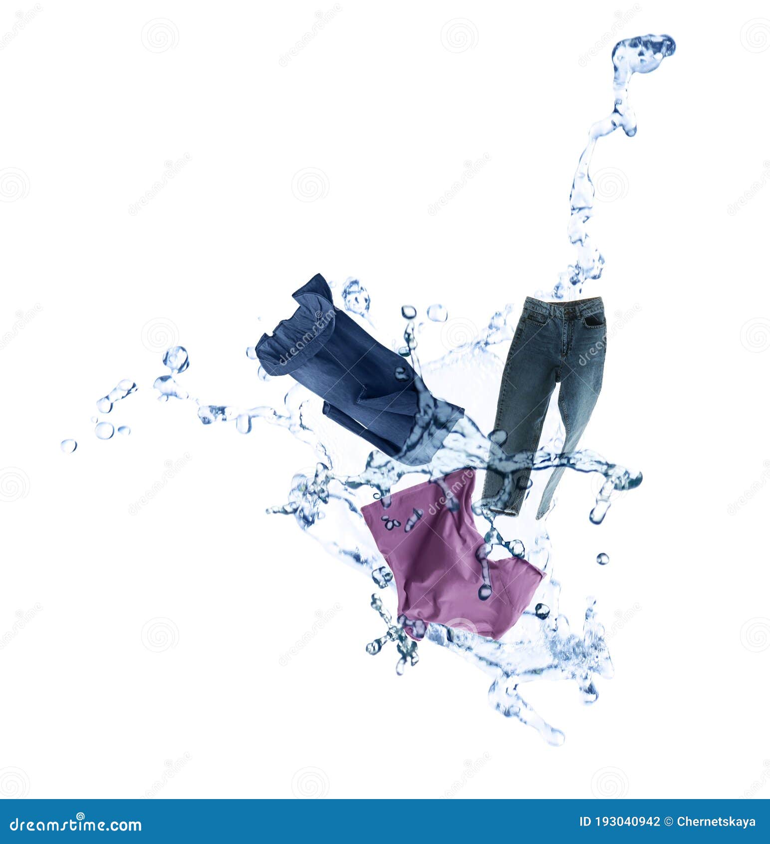 Water Splash with Different Clothes Isolated Stock Photo - Image of ...
