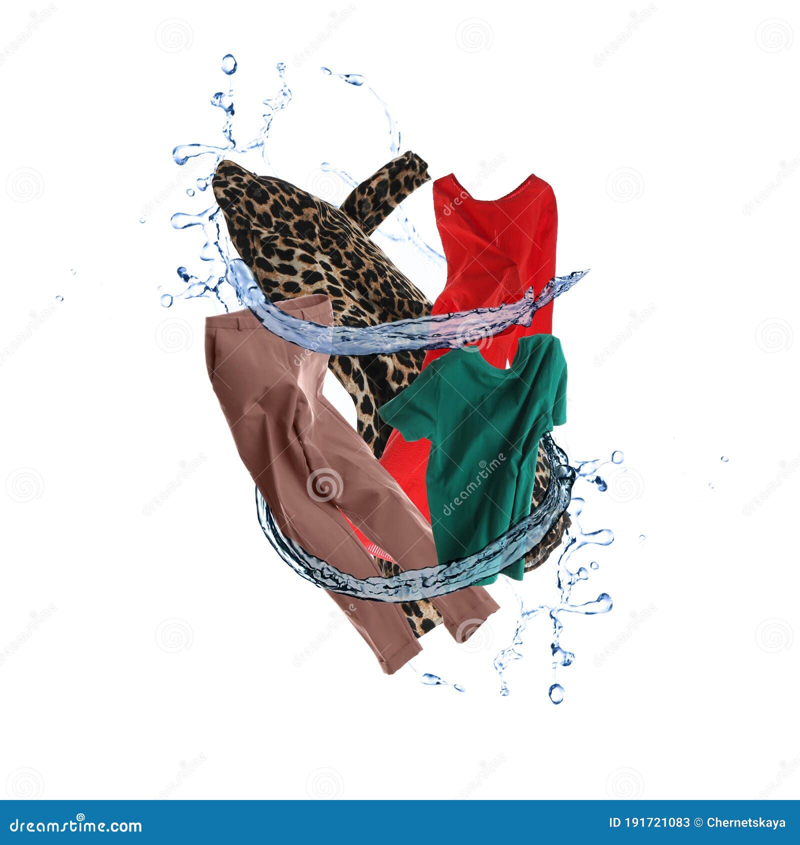 Water Splash with Different Clothes Isolated Stock Image - Image of ...