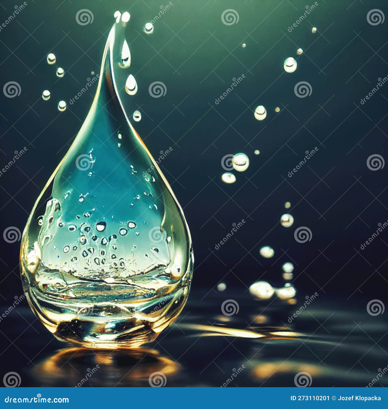 Water Splash and Water Drop. Digital Art. Stock Illustration ...