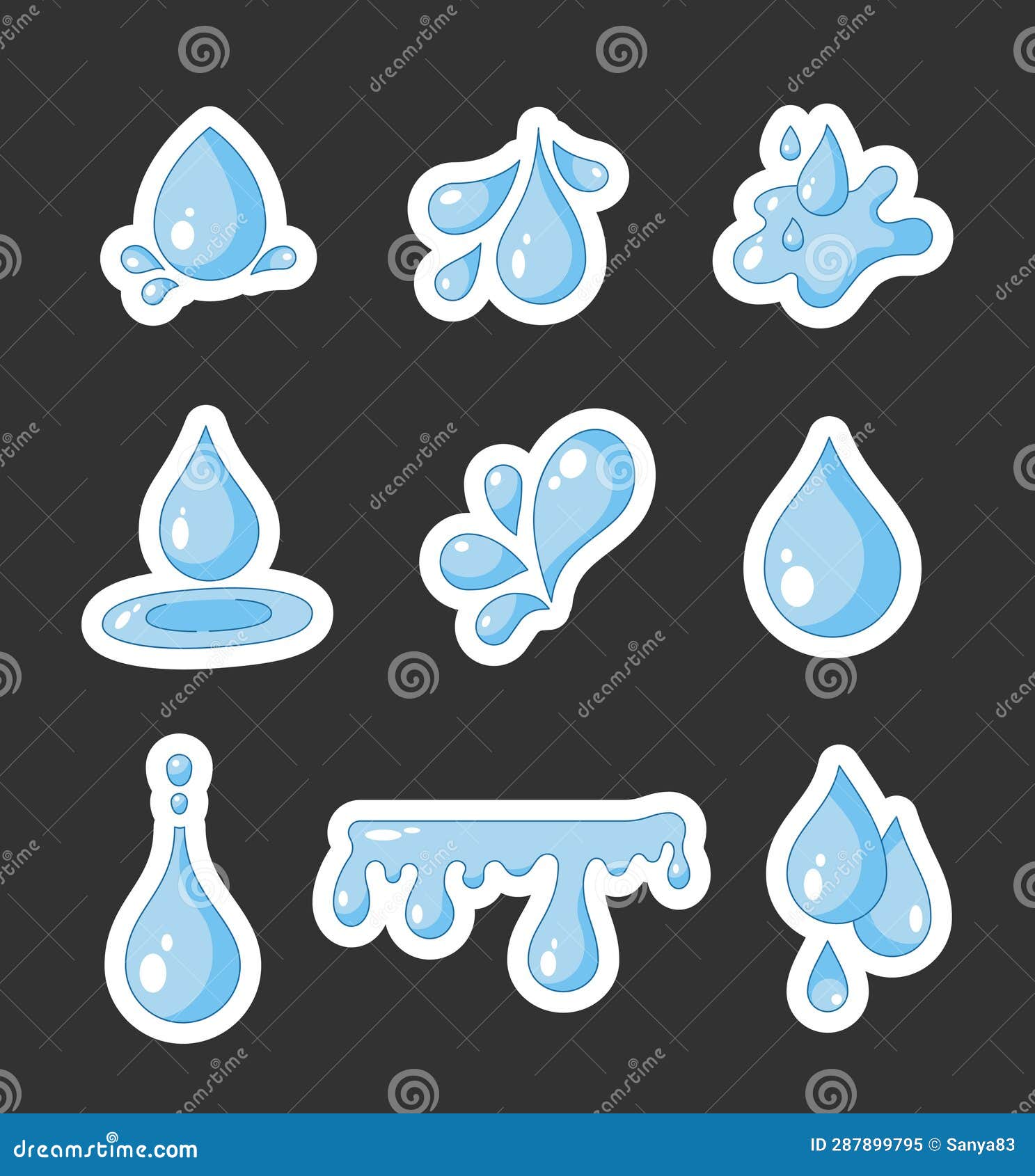 Water Splash Drop. Sticker Bookmark Stock Vector - Illustration of ...