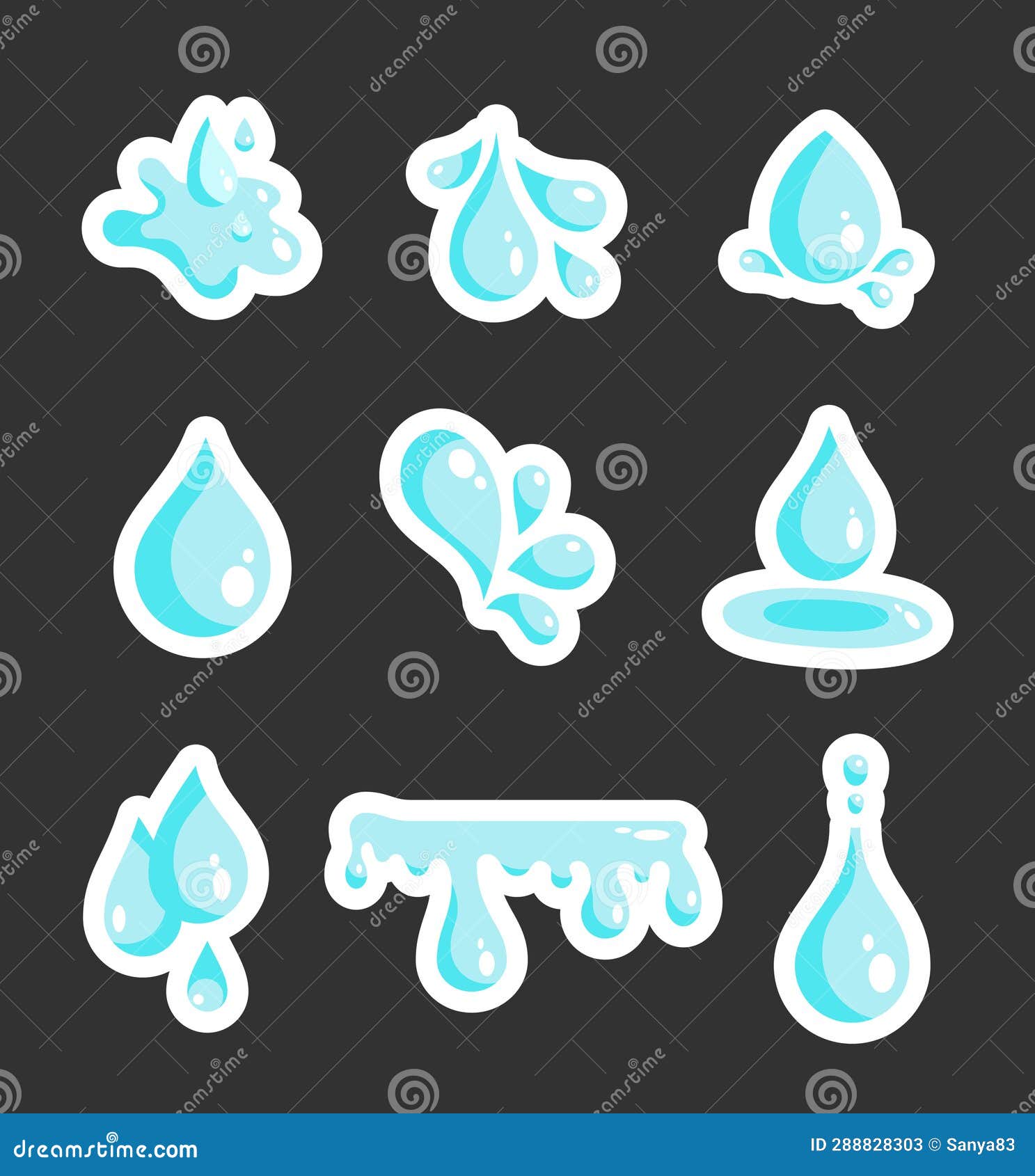 Water Splash Drop. Sticker Bookmark Stock Illustration - Illustration ...