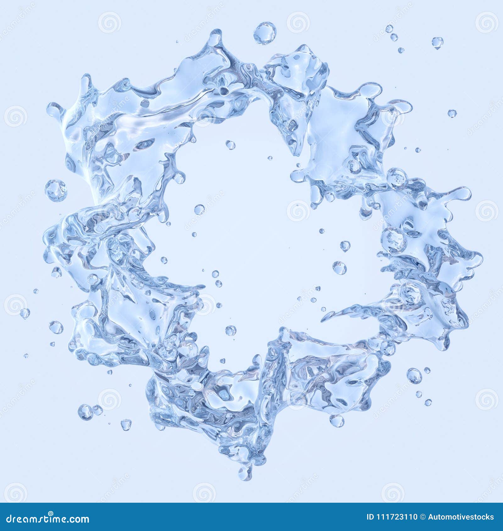Water Splash with Water Droplets Isolated. 3D Illustration Stock ...