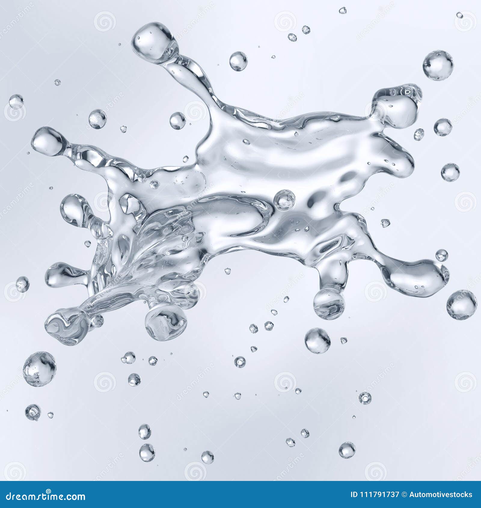 Water Splash with Water Droplets Isolated. 3D Illustration Stock ...