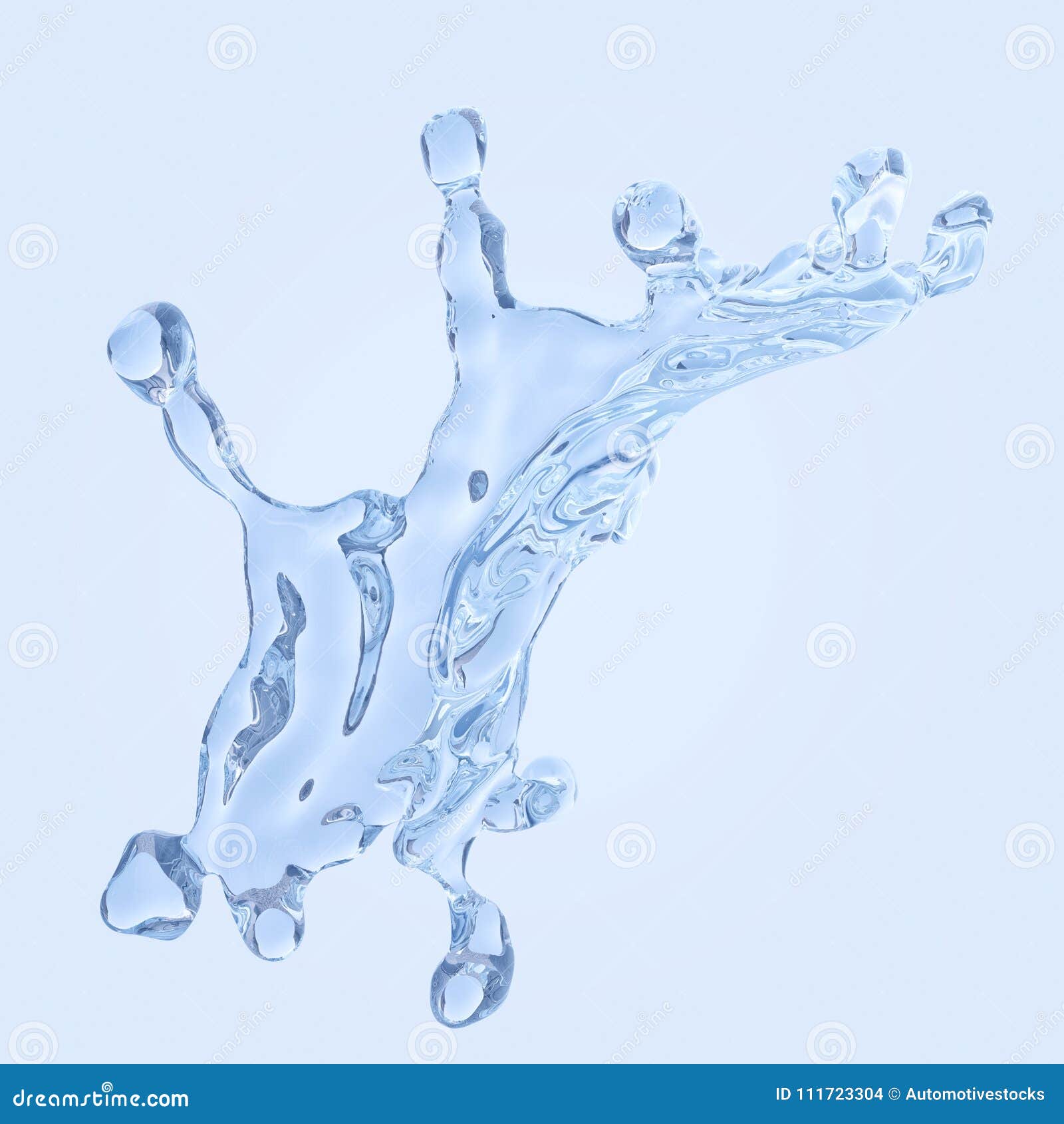 Water Splash with Water Droplets Isolated. 3D Illustration Stock ...
