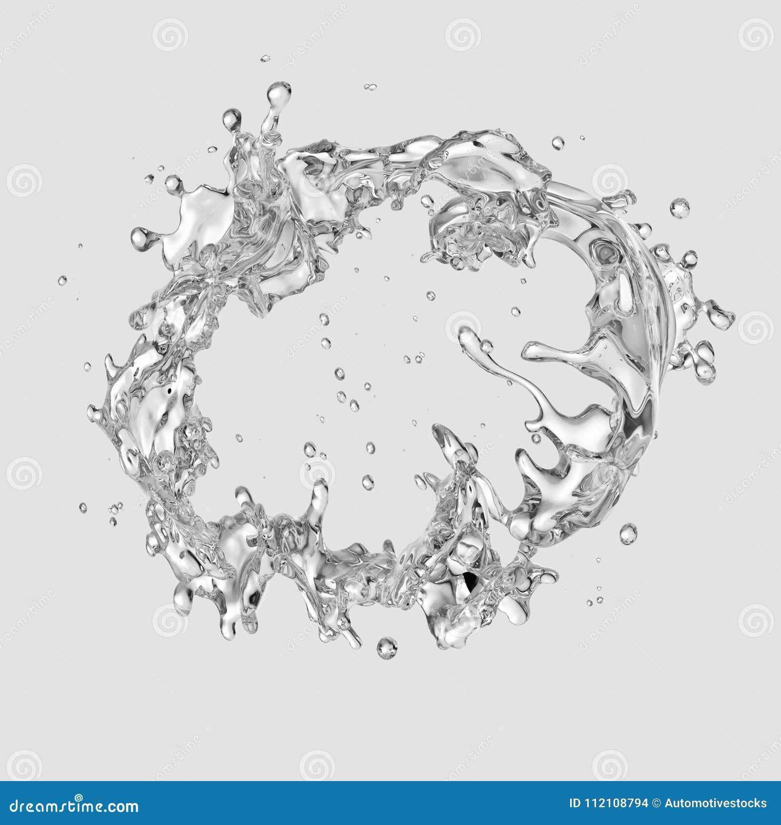 Water Splash with Water Droplets Isolated. 3D Illustration Stock ...