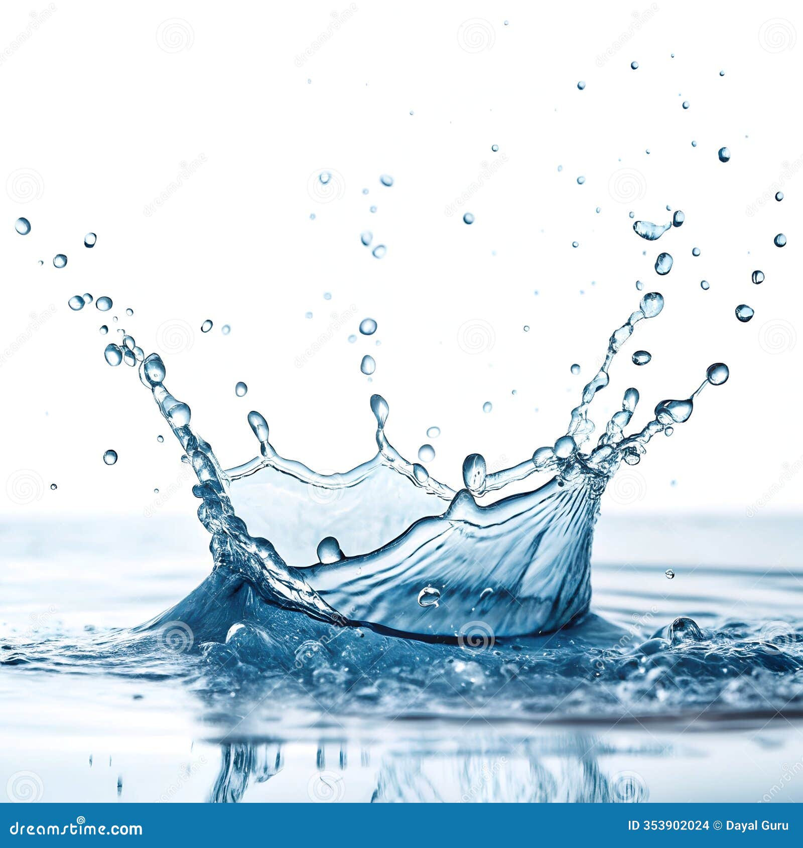 Water Splash with Water Drops Isolated on White Background Stock ...