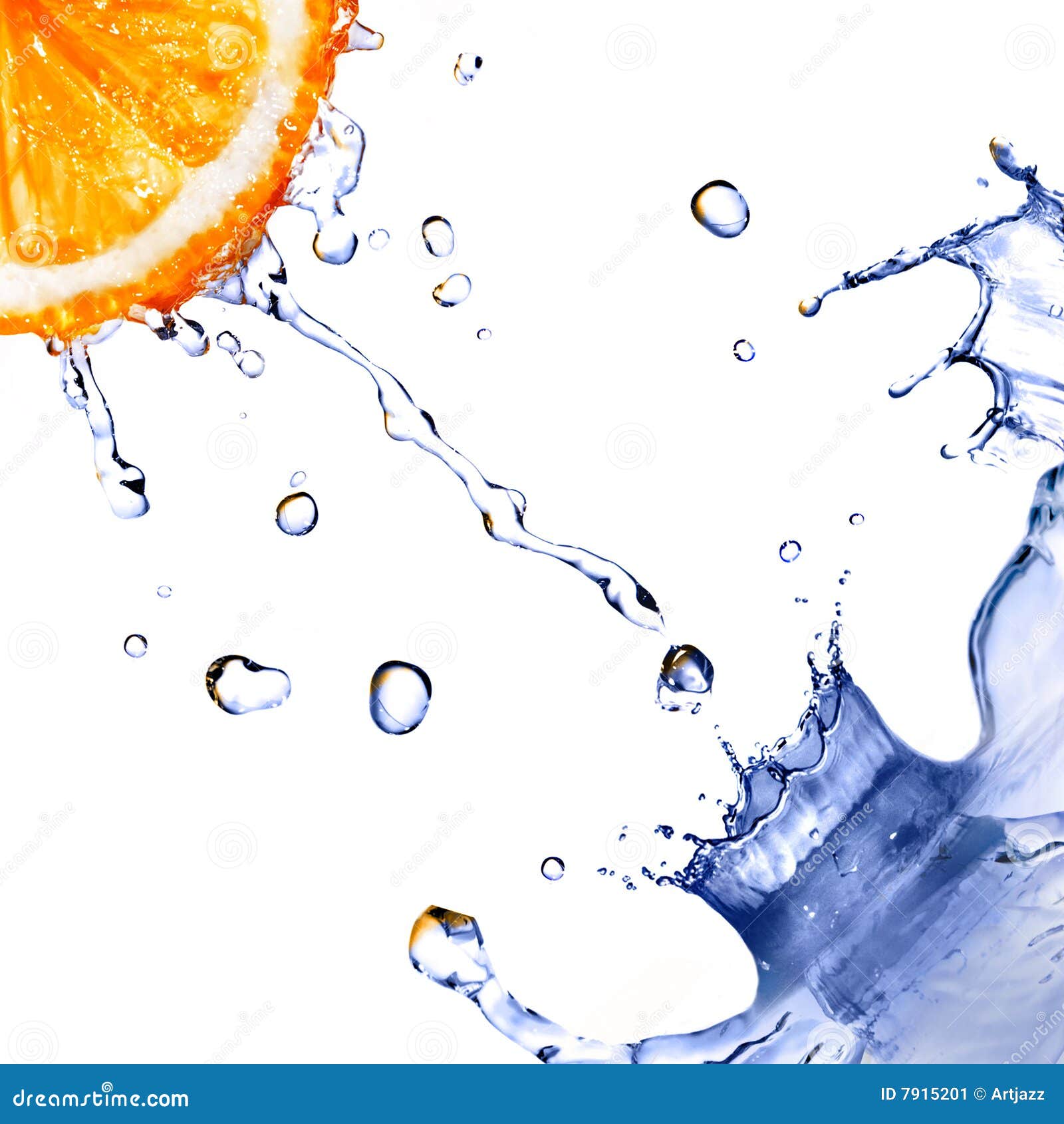 Water Splash and Drops on Orange Isolated on White Stock Image - Image ...