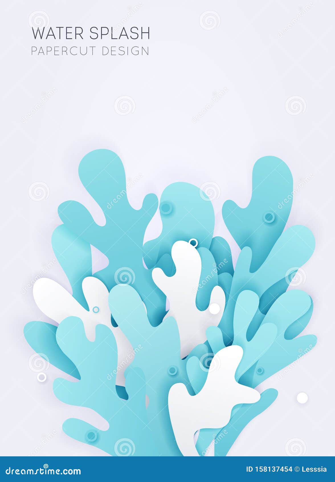 Water Splash with Drops in Paper Cut Style. Vector Illustration Stock ...