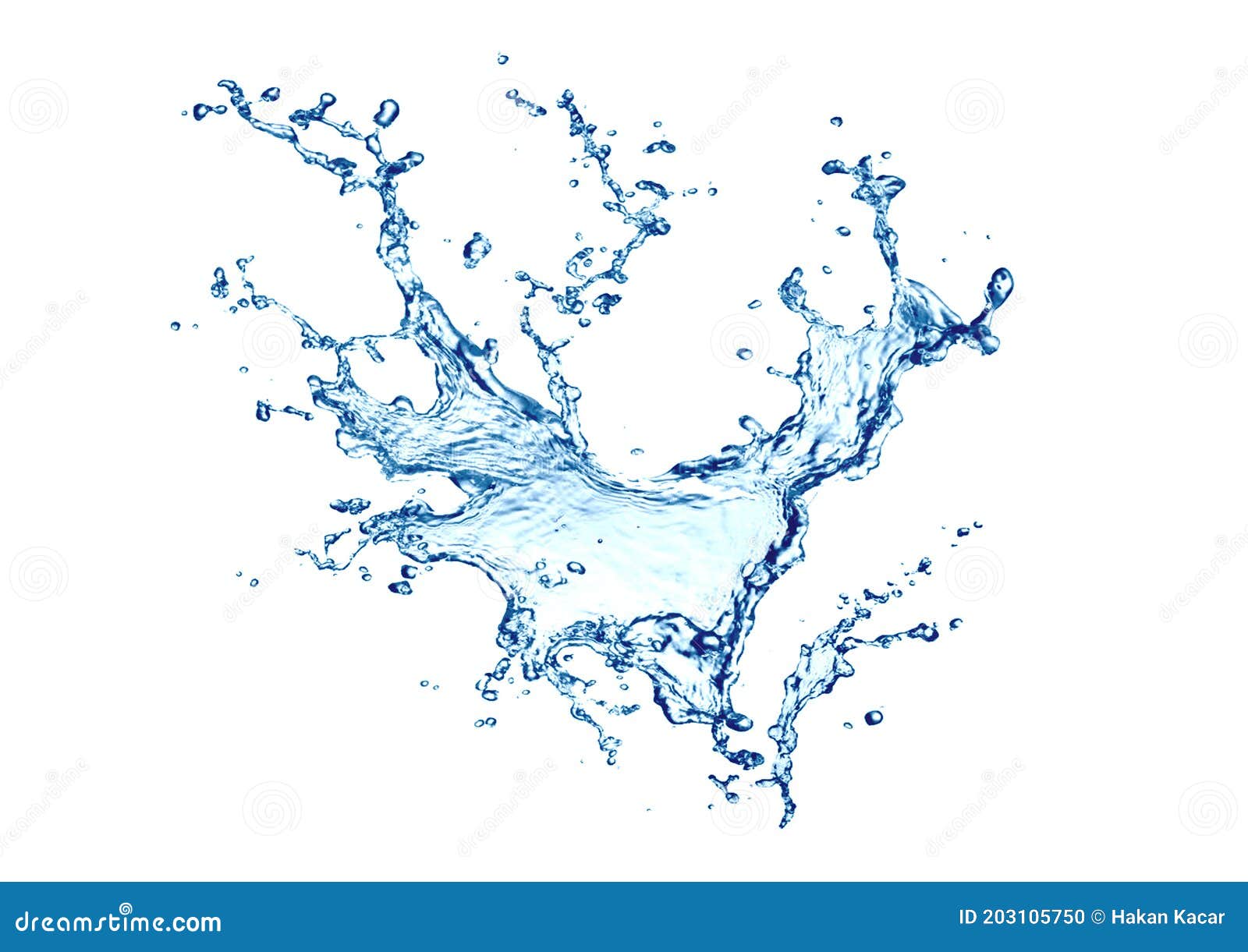 Water Splash Effect on White Background with Ripple and Reflection ...