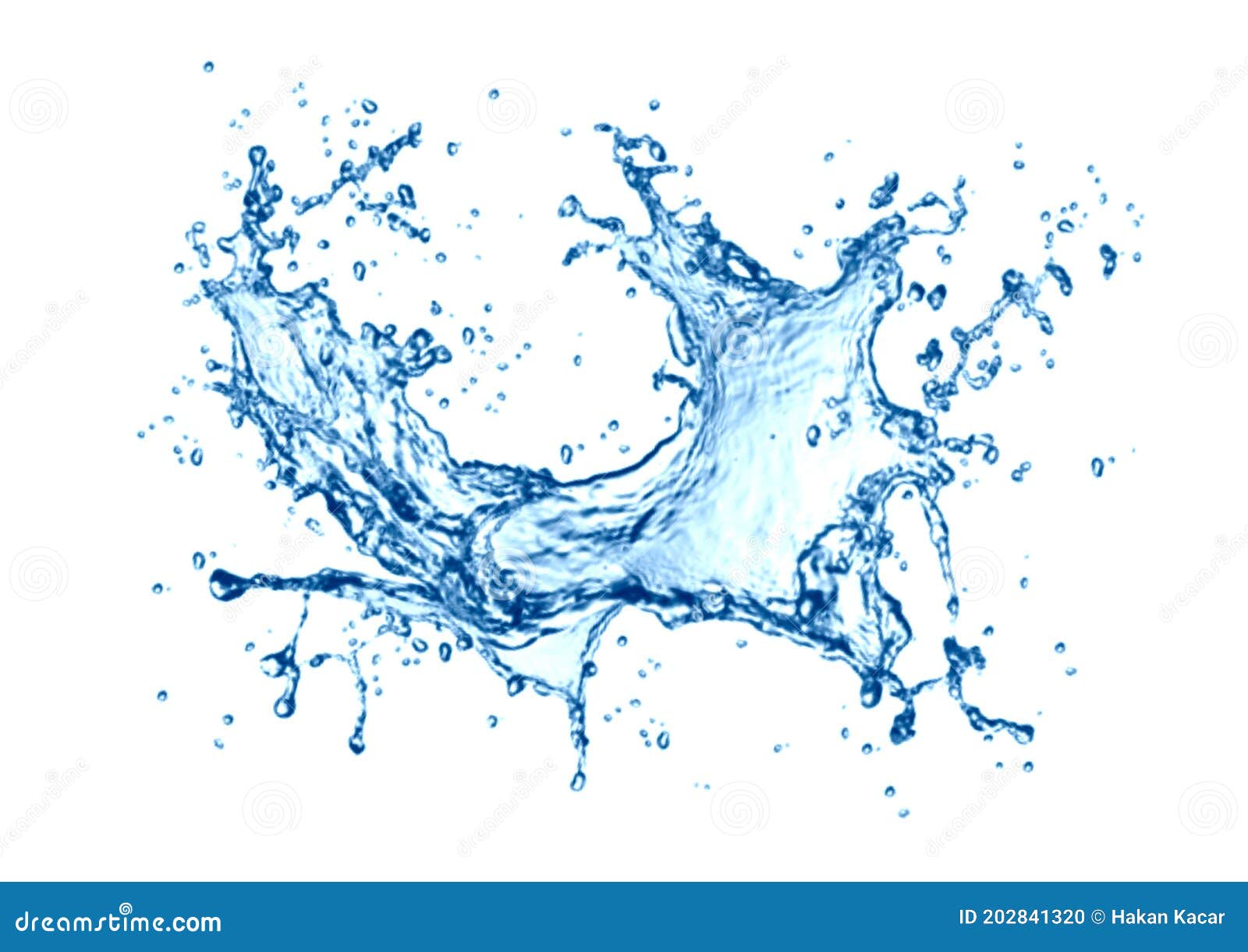 Water Splash Effect on White Background with Ripple and Reflection ...