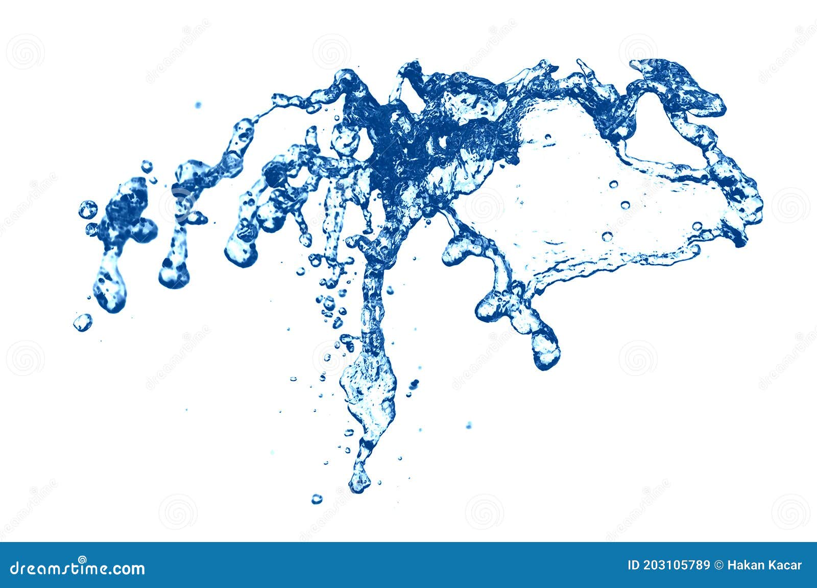 Water Splash Effect on White Background with Ripple and Reflection ...