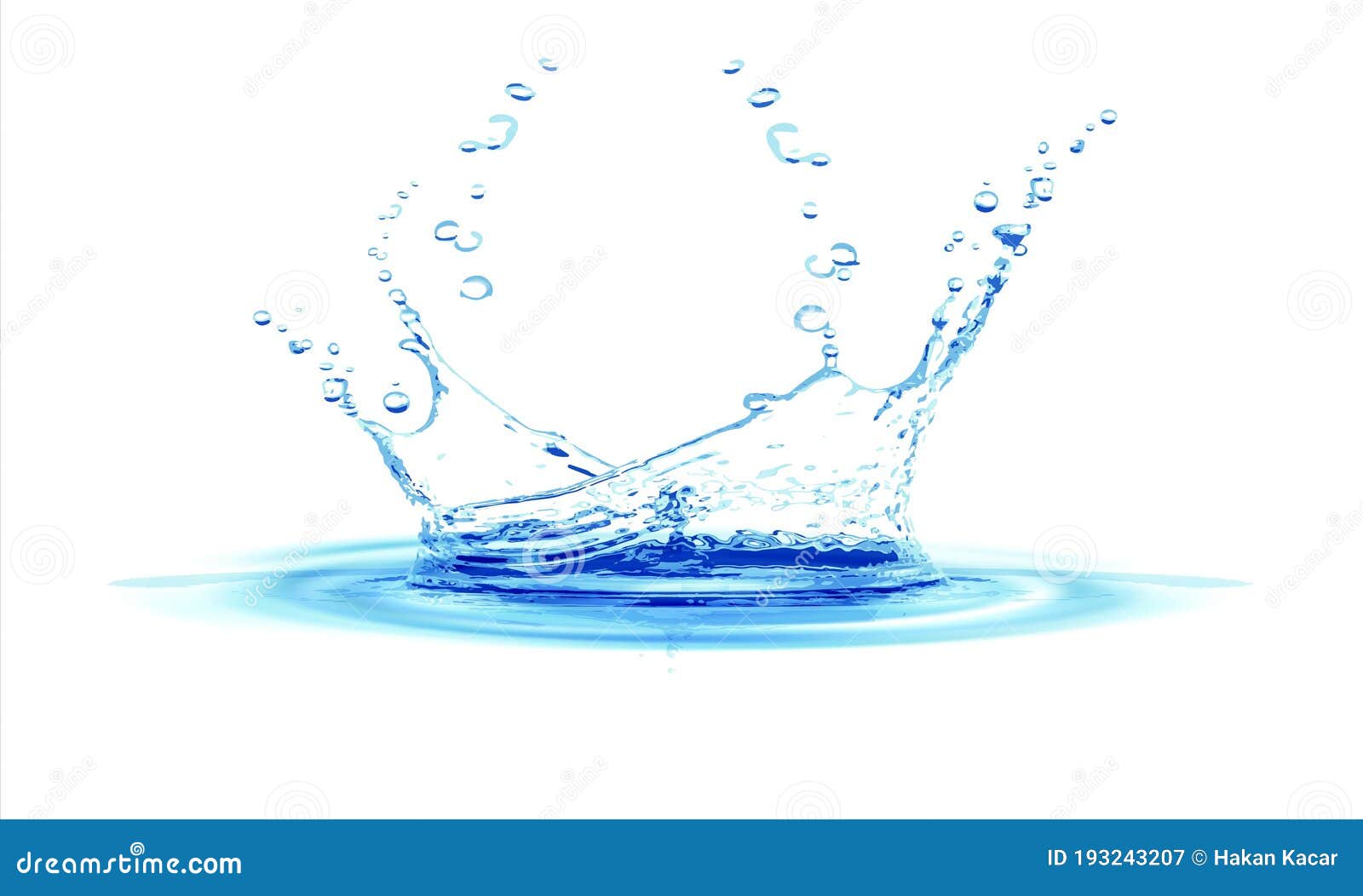 Water Splash Effect on White Background with Ripple and Reflection ...