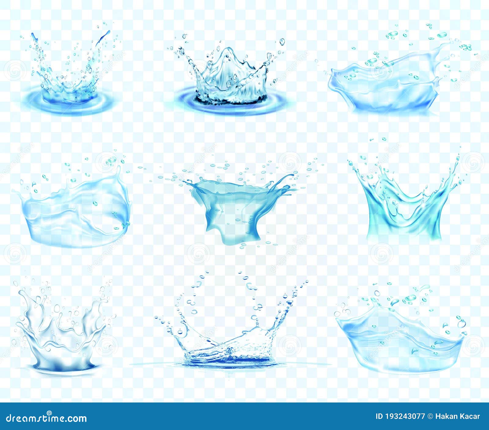 Water Splash Effect on White Background with Ripple and Reflection ...