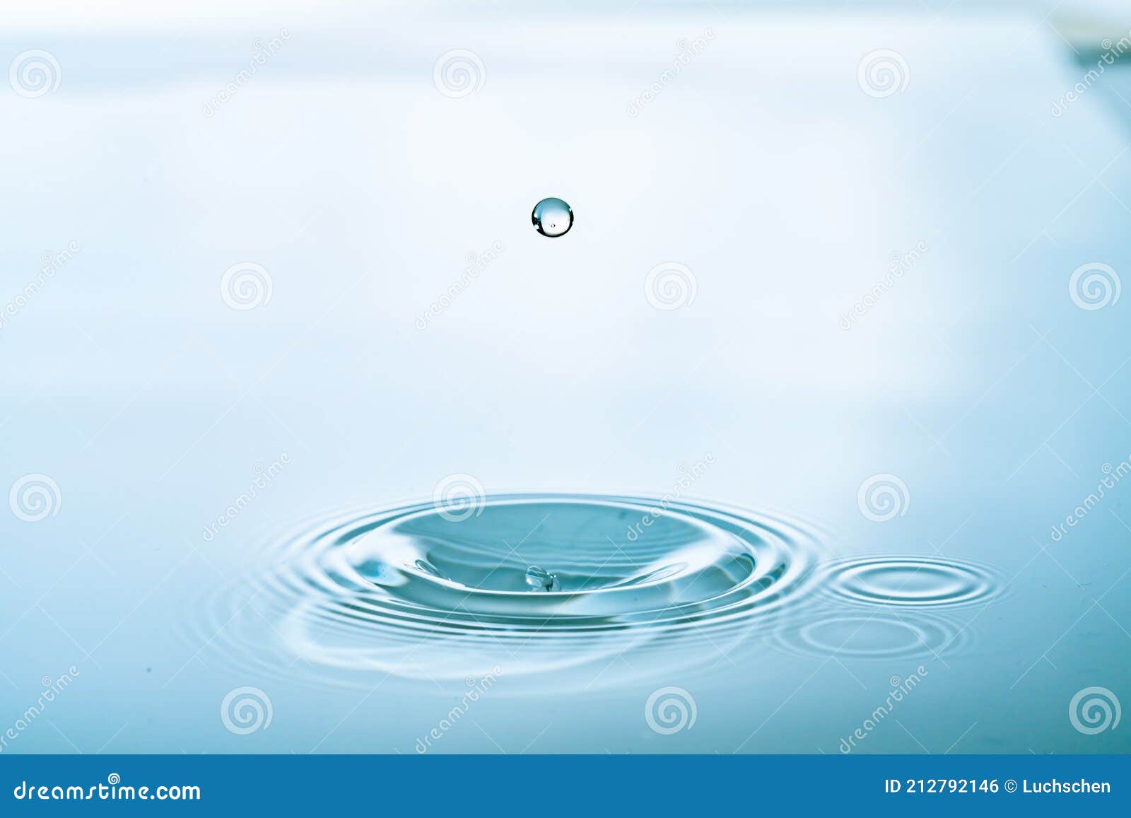 Water Splash of Falling Drop with Circular Waves Stock Photo - Image of ...