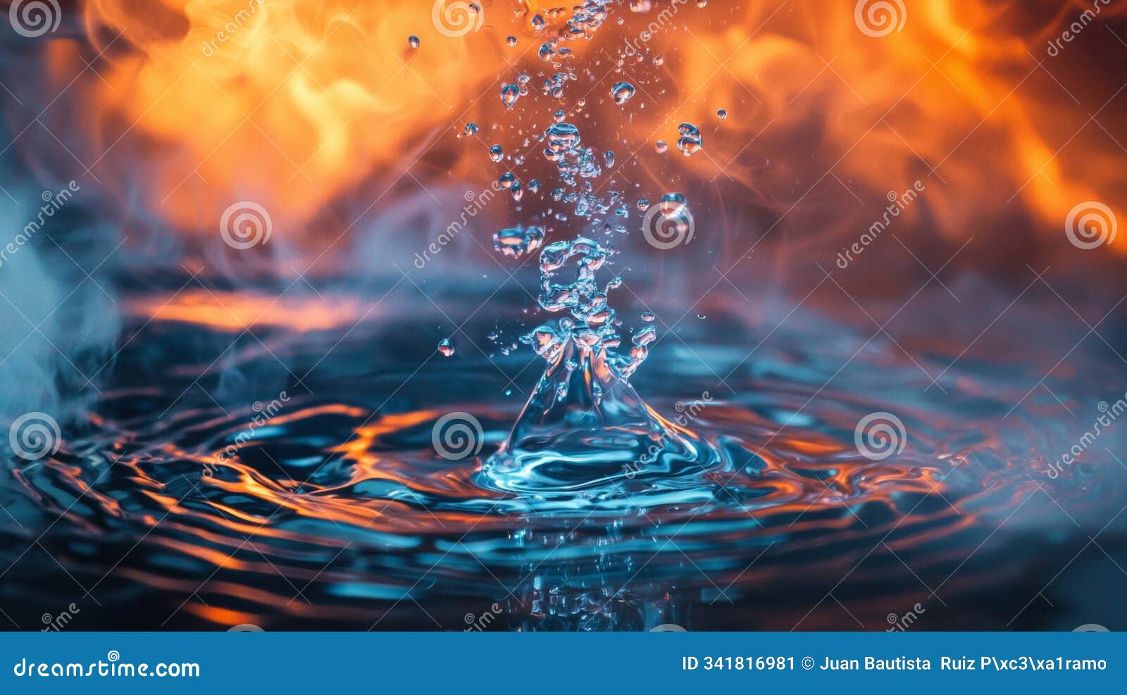 Water Splash with Fire in Background Symbolizing Contrast of Elements ...