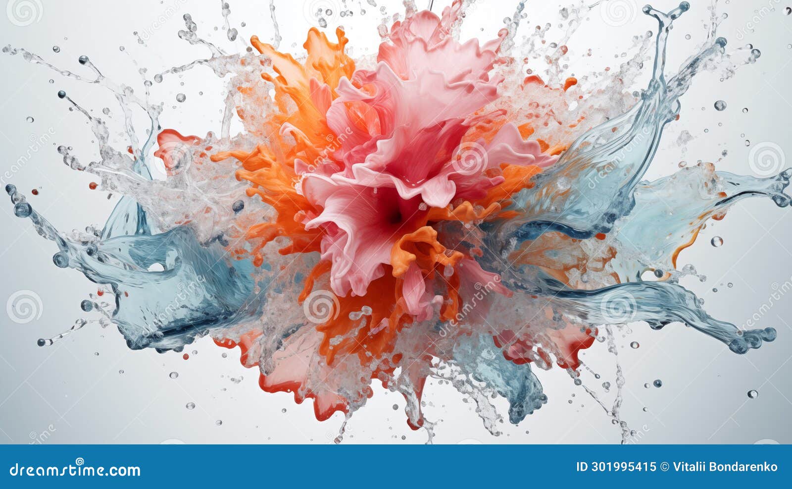 Water Splash with Flower. 3d Rendering, 3d Illustration. Stock ...