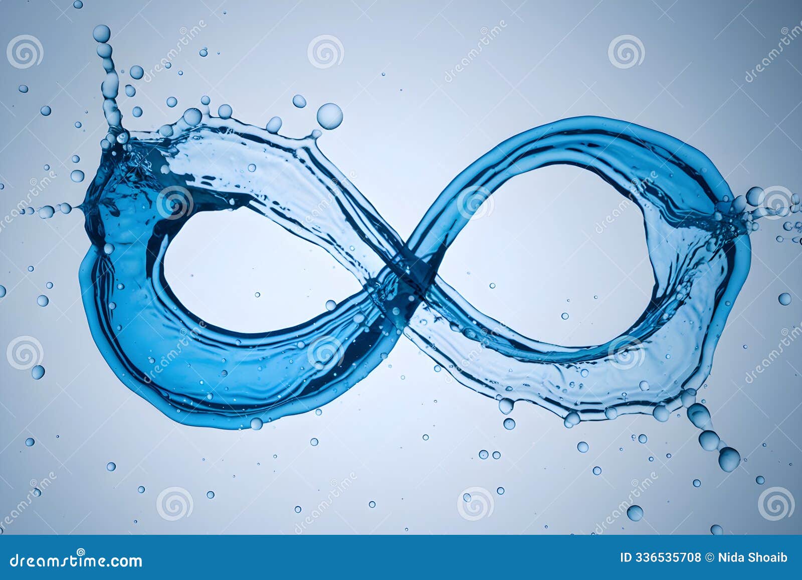 Water Splash Forms Infinity Symbol in Blue Shades on White Background ...