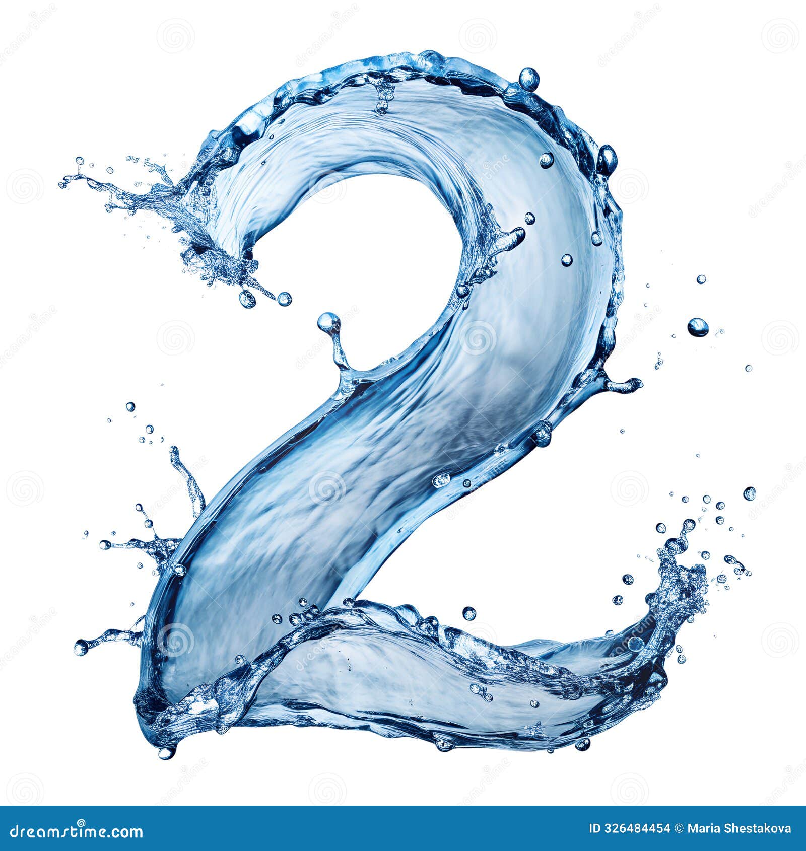 A Water Splash Forms the Number Two Against a White Background ...