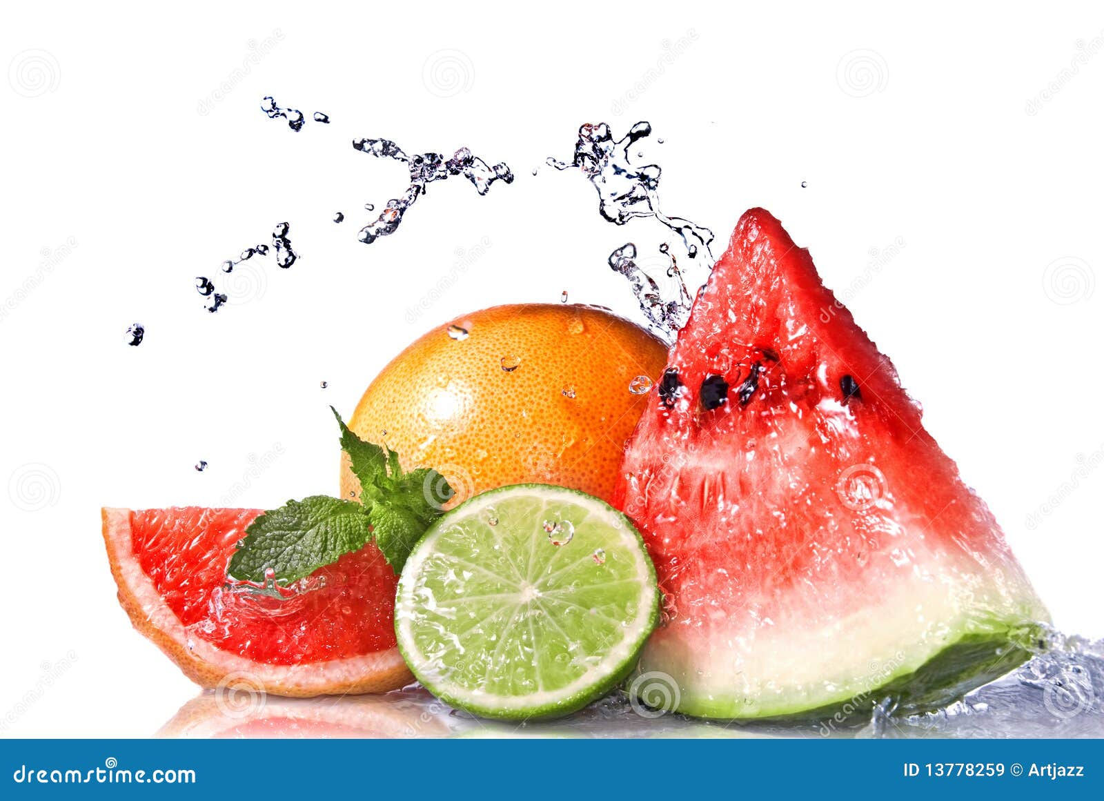 Water Splash on Fresh Fruits Stock Image - Image of background, menthol ...