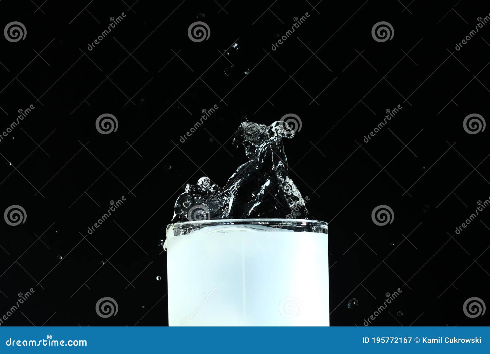 Water Splash in Glass with Black Background Stock Image - Image of ...