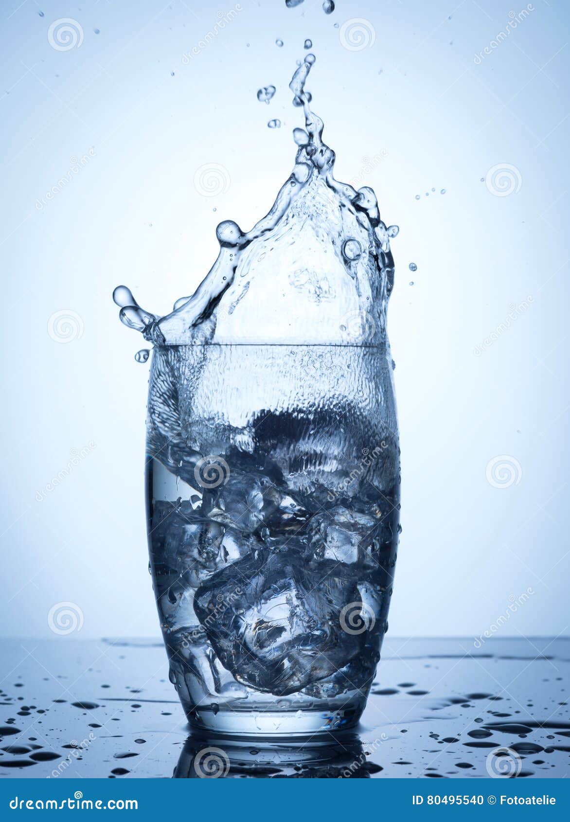 Water Splash in Glass with Ice Cubes Stock Photo - Image of freshness ...