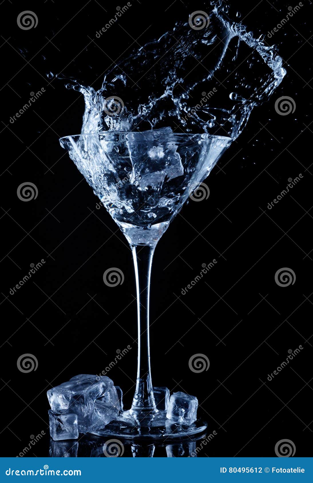 Water Splash in Glass with Ice Cubes Stock Photo - Image of falling ...
