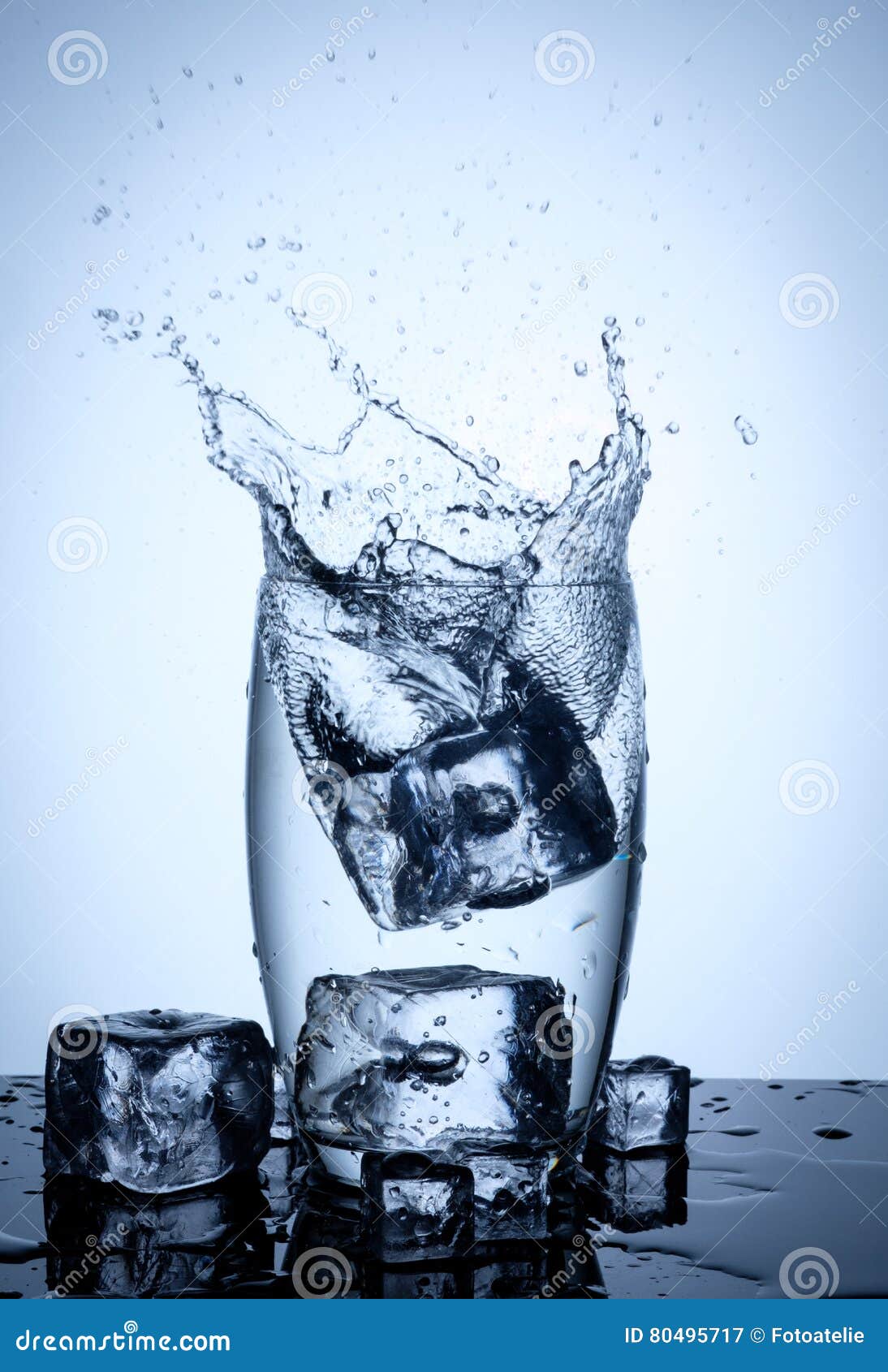 Water Splash in Glass with Ice Cubes Stock Image - Image of environment ...
