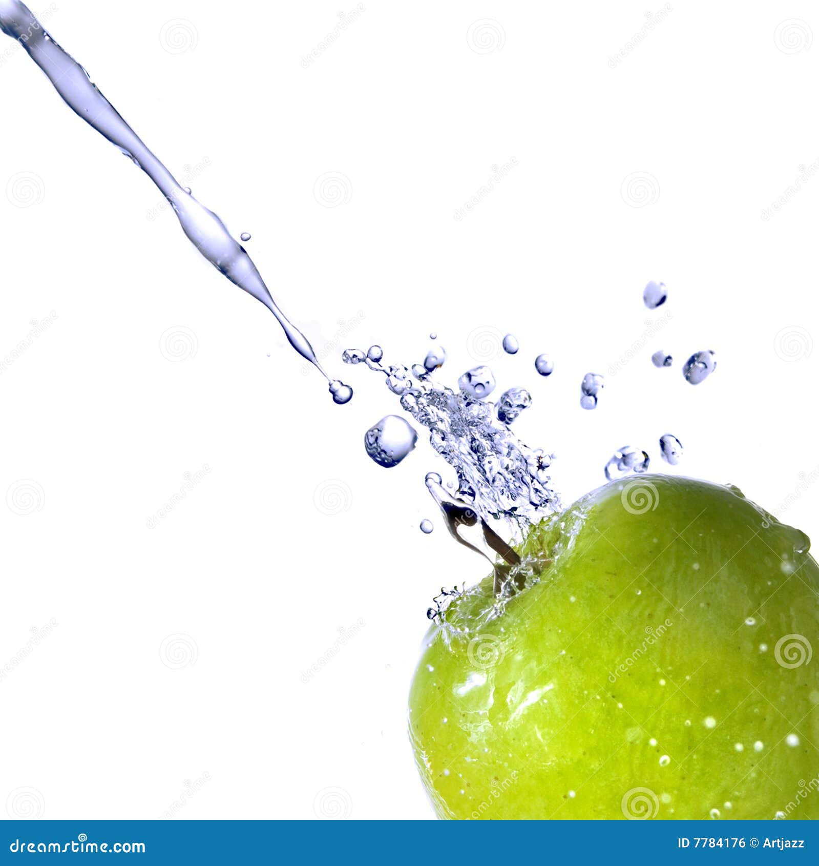 Water Splash on Green Apple Isolated on White Stock Photo - Image of ...