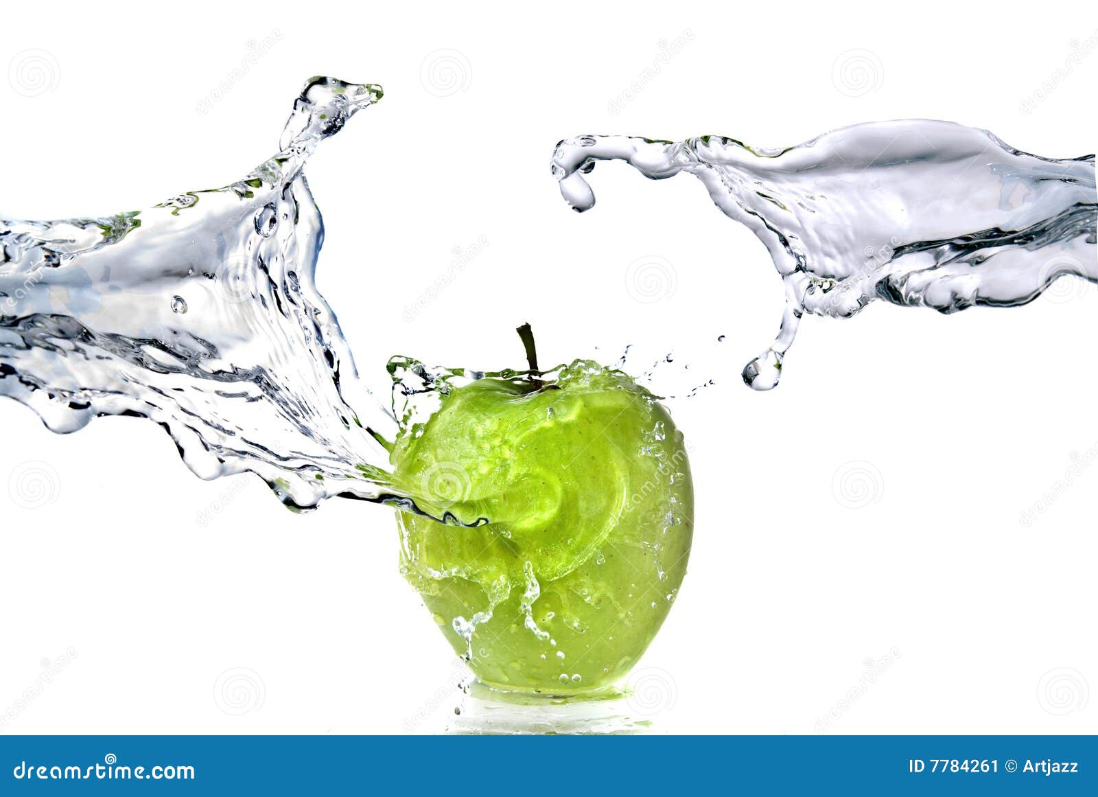 Water Splash on Green Apple Isolated on White Stock Image - Image of ...