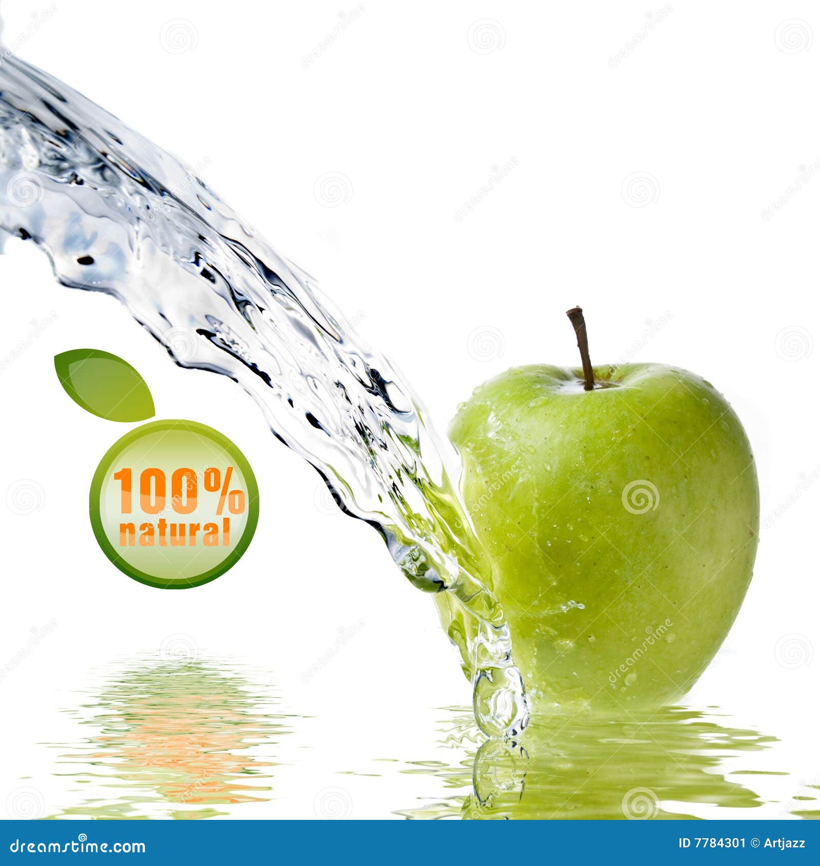 Water Splash on Green Apple Isolated on White Stock Image - Image of ...