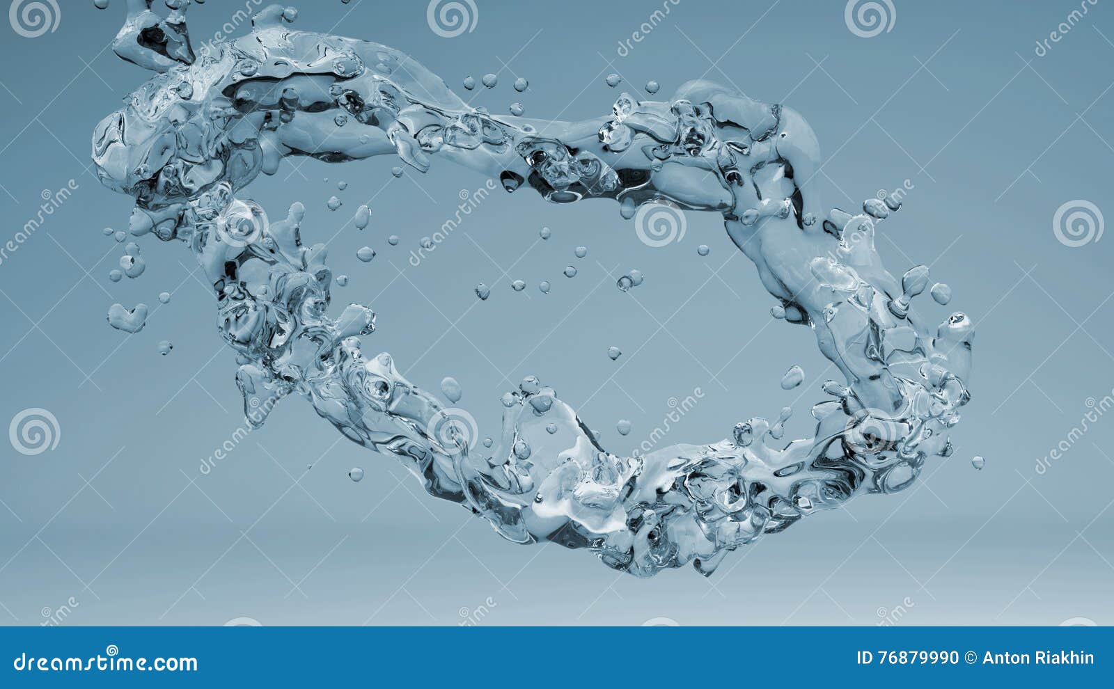 Water Splash on Grey Background, 3d Illustration Stock Illustration ...