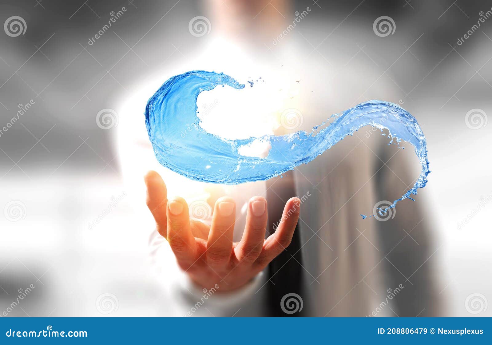 Hands with Water Splash . Mixed Media Stock Image - Image of nature ...